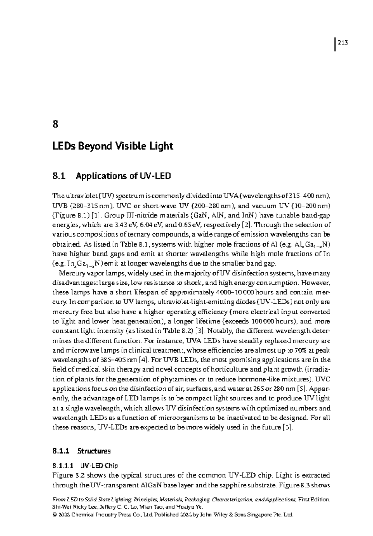 213 8 LEDs Beyond Visible Light: Applications and Challenges in UV ...