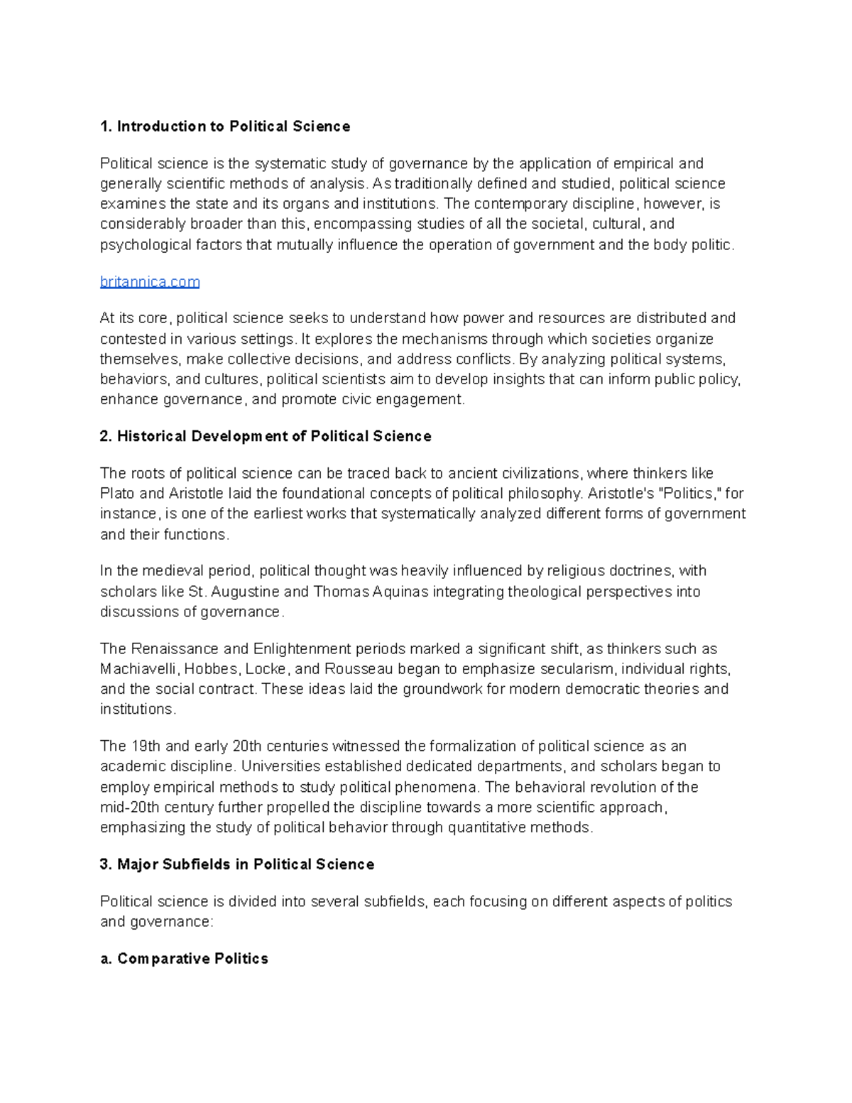 Political Science Notes - Introduction to Political Science Political ...