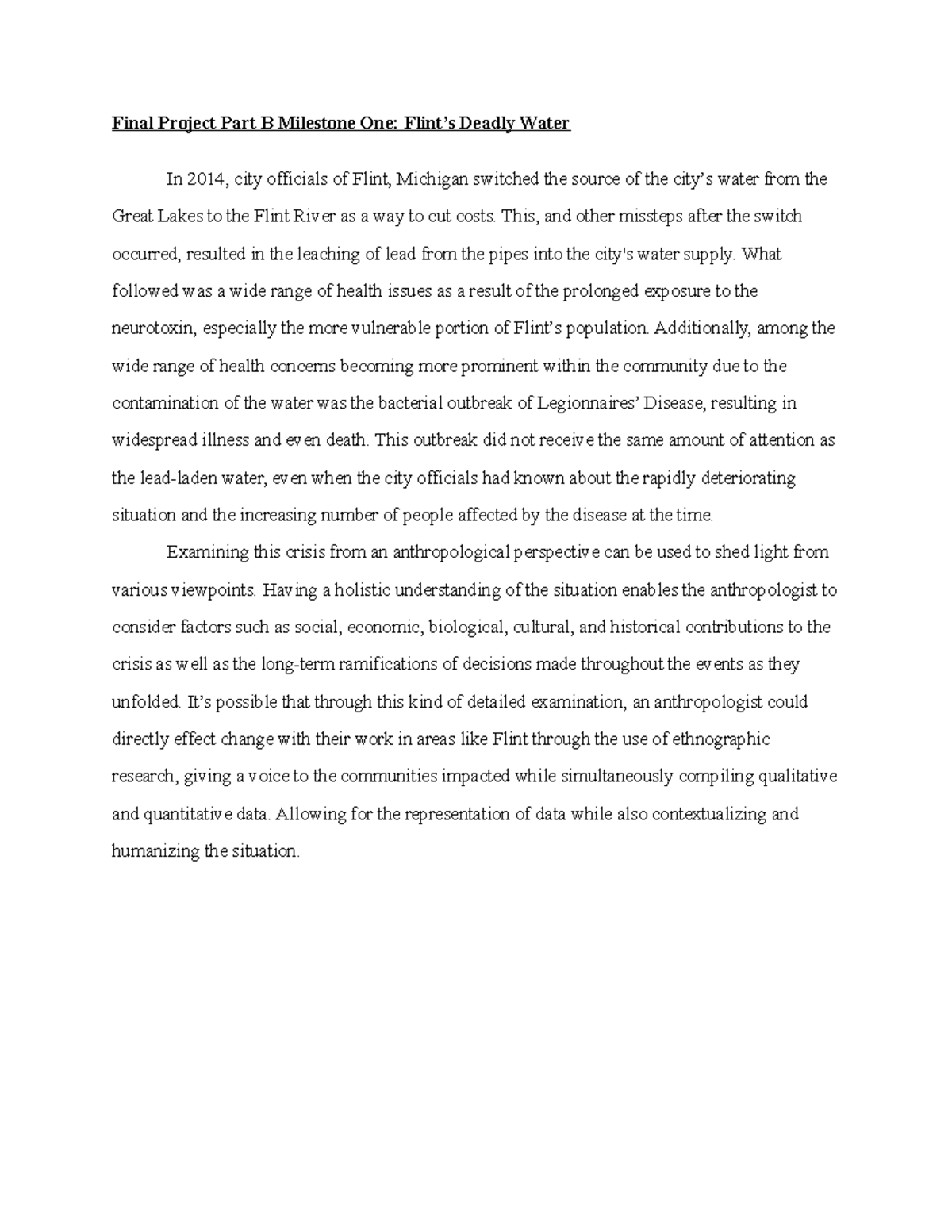 3-3 Final Project Part B: Flint's Water Crisis Analysis - Studocu