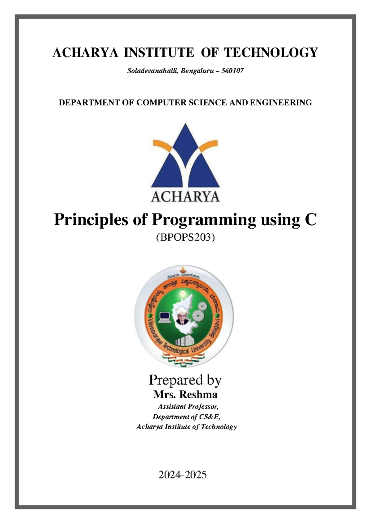 Module 3: Functions and Arrays in C Programming (BPOPS203) - Studocu