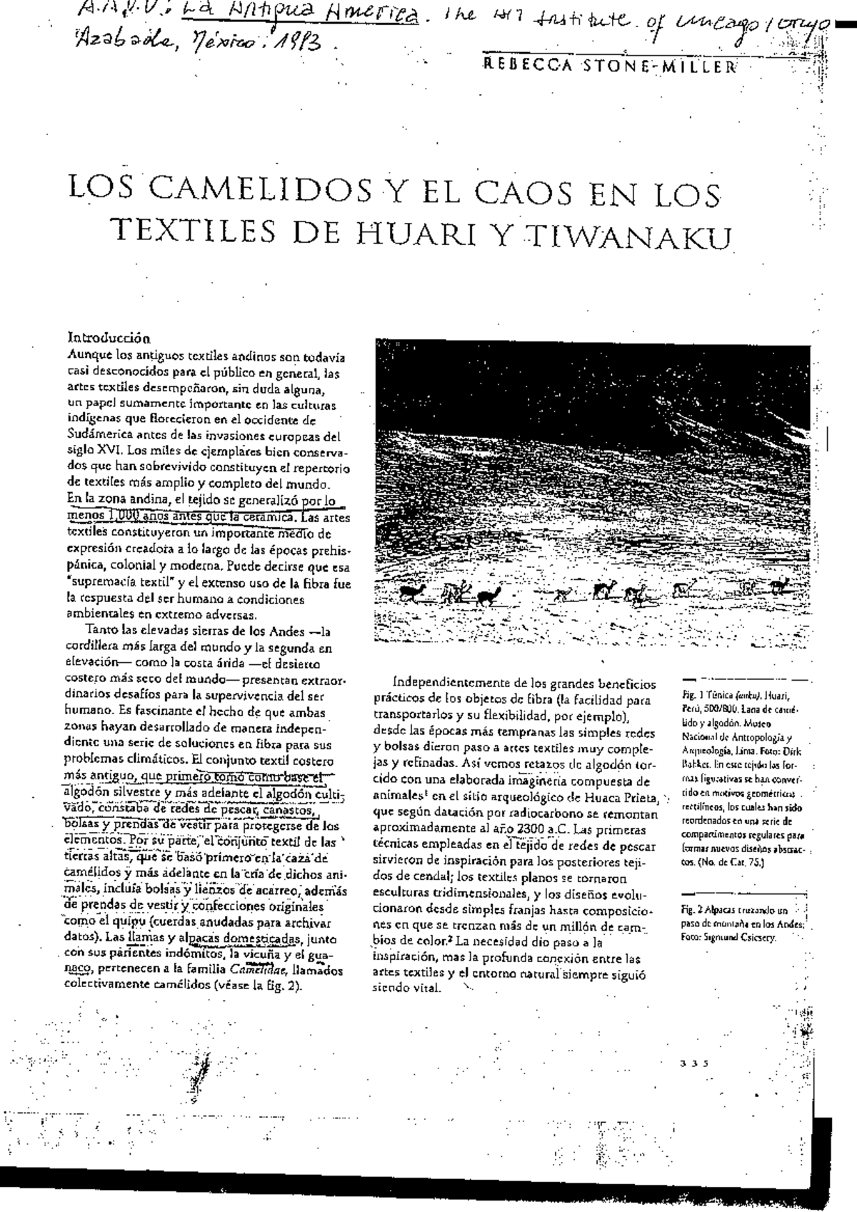 Camélidos y Caos: Textiles Huari y Tiwanaku en la Cultura Andina - Studocu