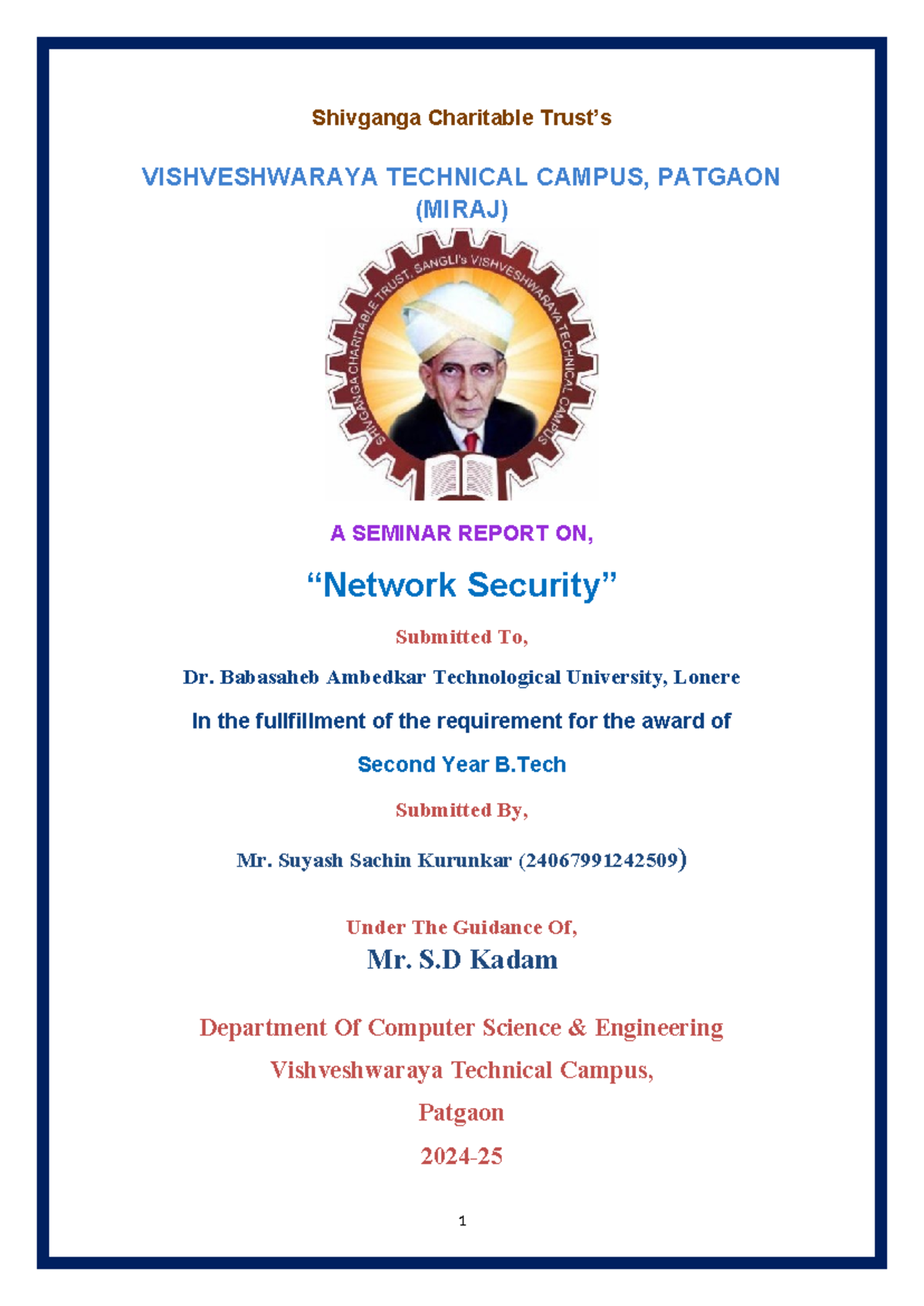 Network Security Seminar Report - B.Tech 2nd Year (CSE) - Studocu