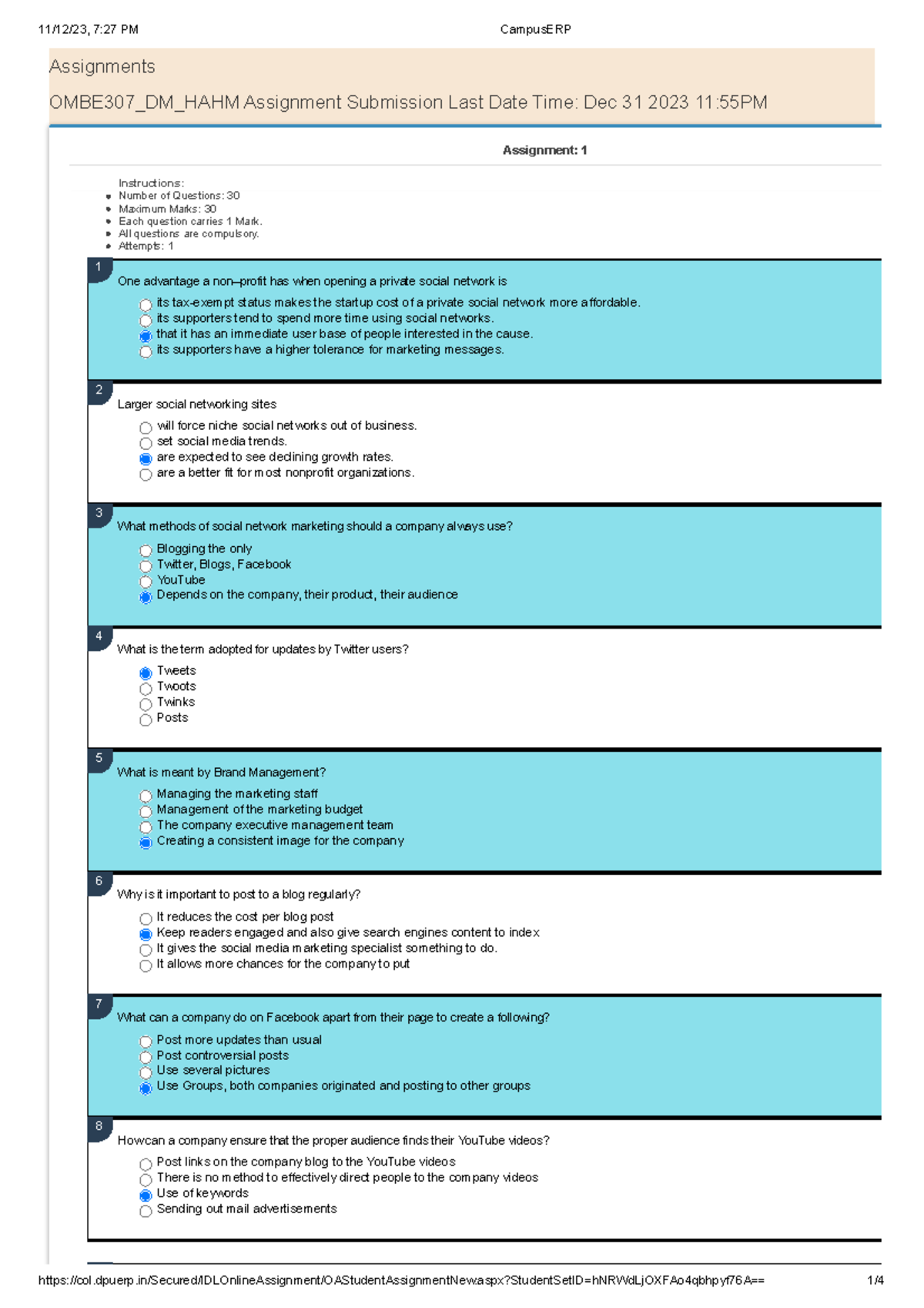 Ombha 307 - assignments - Assignments OMBE307_DM_HAHM Assignment Submission Last Date Time: Dec ...