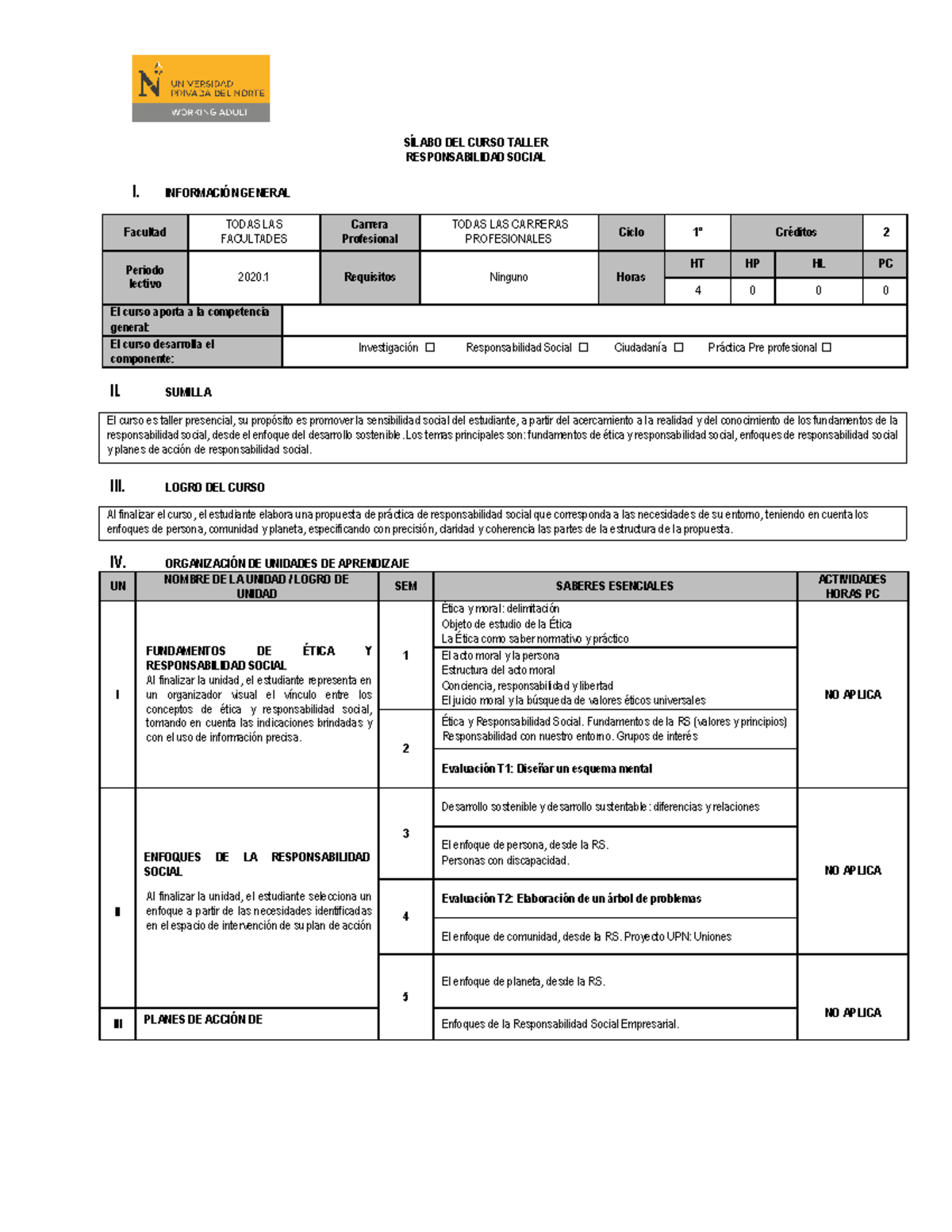Wahum RES SOC 2020- Sílabo - I. INFORMACIÓN GENERAL SÍLABO DEL CURSO ...