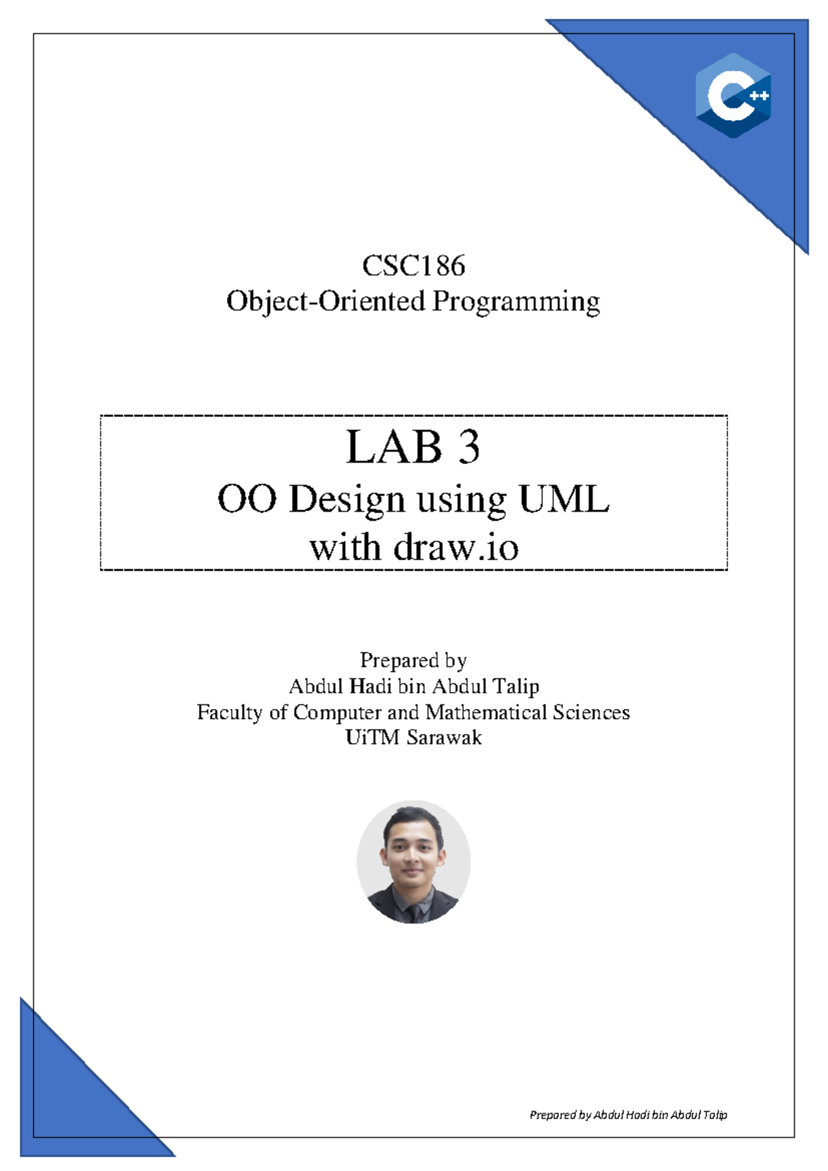 CSC186 Lab Tutorial 3 OO Design using UML with draw.io - CSC1 86 Object-Oriented Programming LAB ...