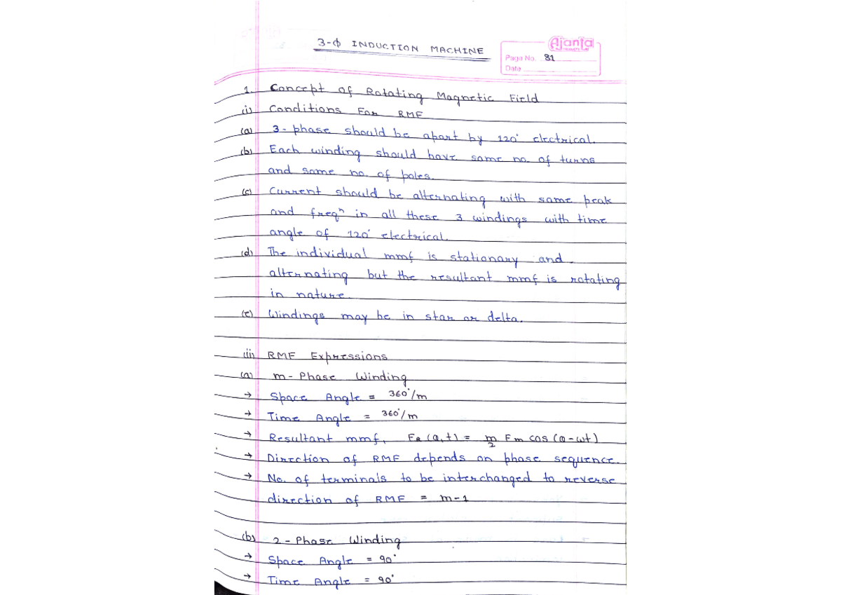 Induction Machine Concepts and Analysis - Notes (Course Code: IM101 ...