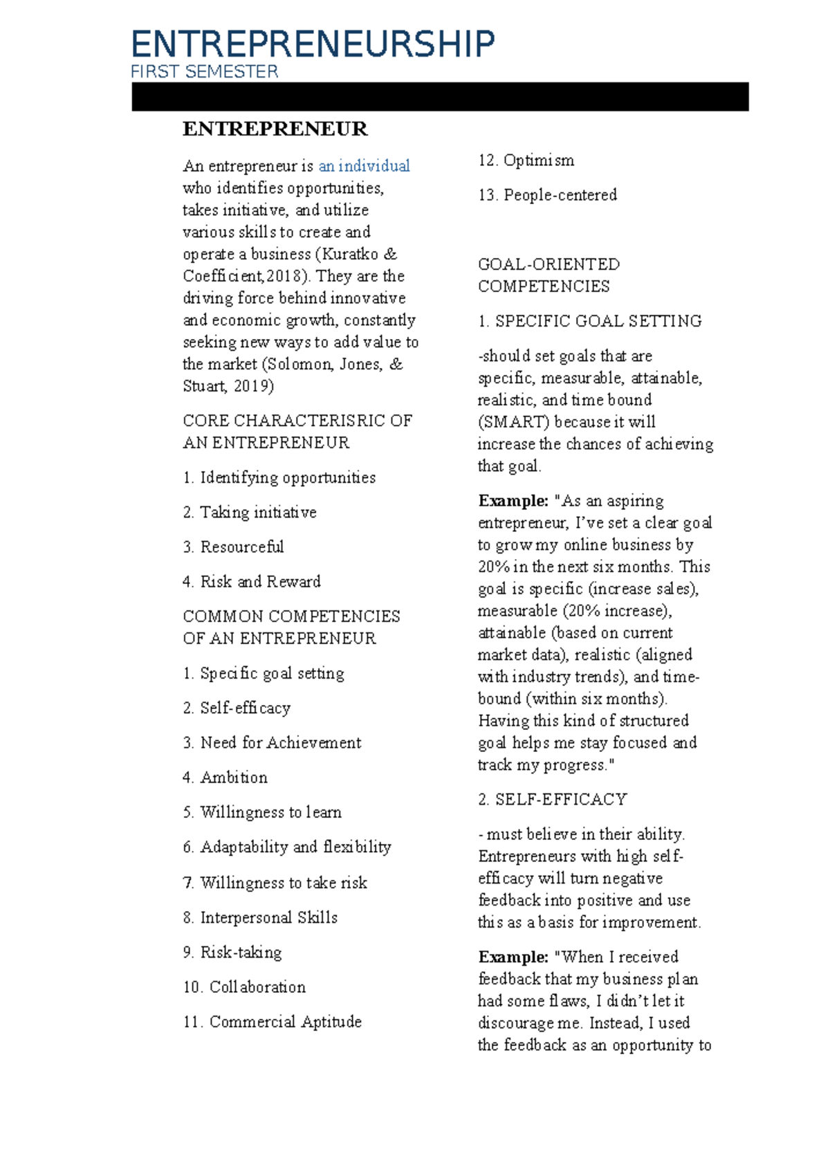 Entrepreneur - ABOUT BUSINESS NOTES FOR SENIOR HIGH SCHOOL - FIRST ...