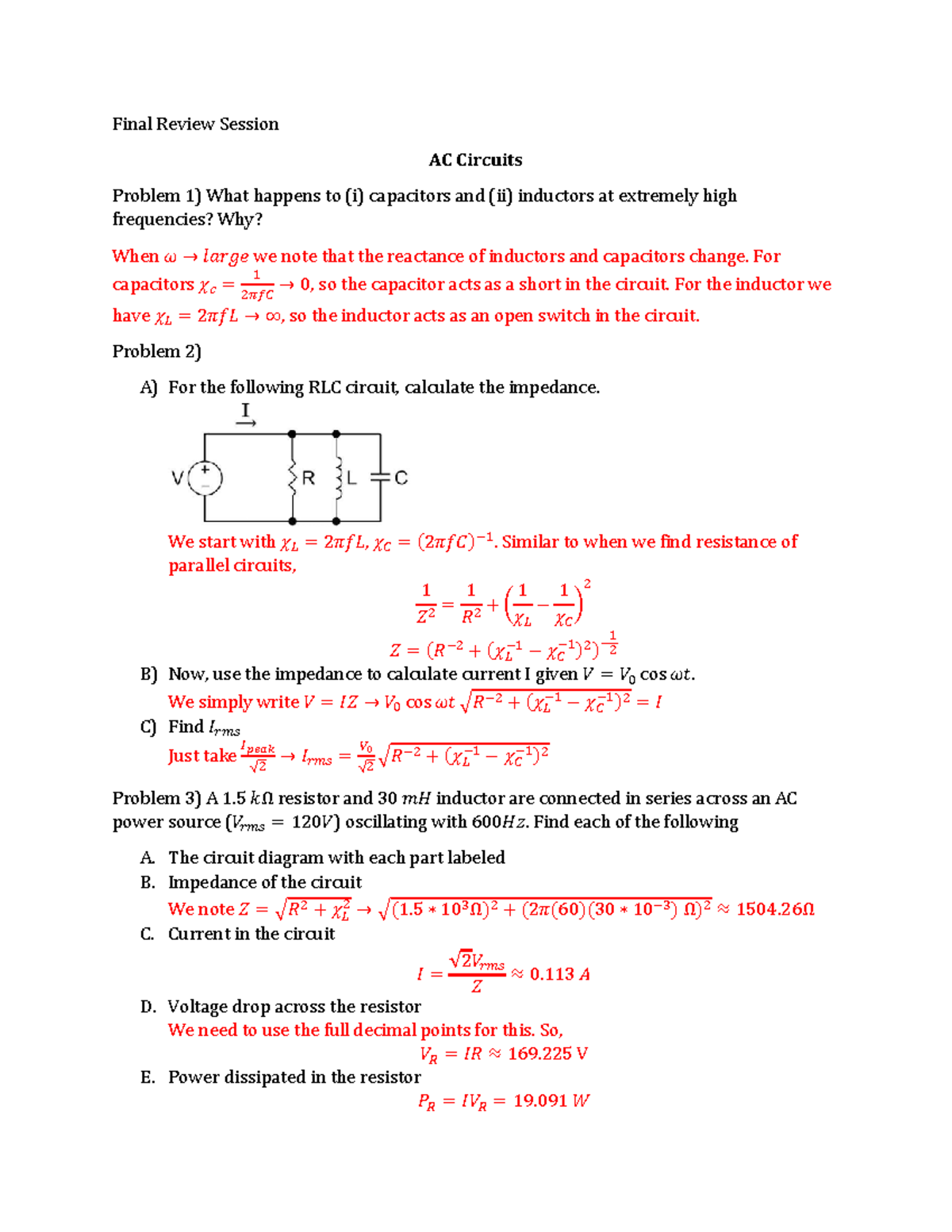 Final Exam Review: AC Circuits, EM Waves, Relativity & Interference ...