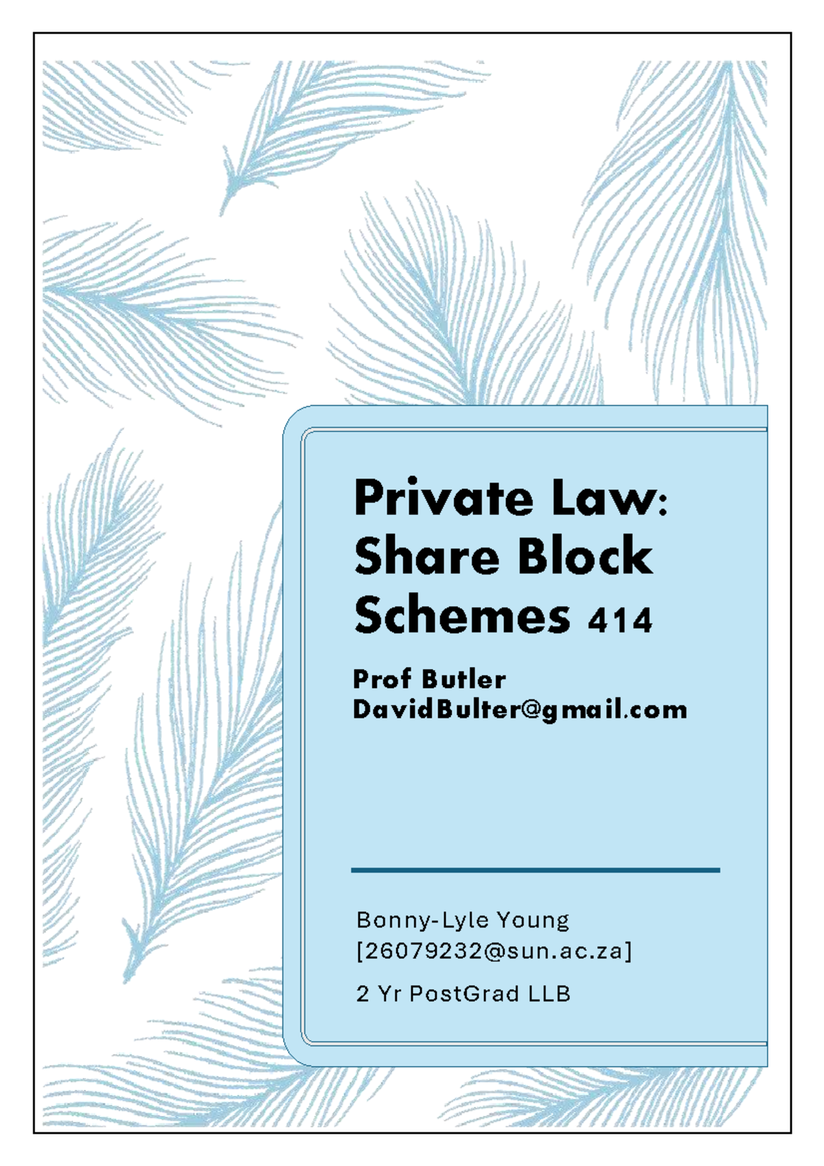 ShareBlock Schemes - Private Law: Share Block Schemes 414 Prof Butler ...