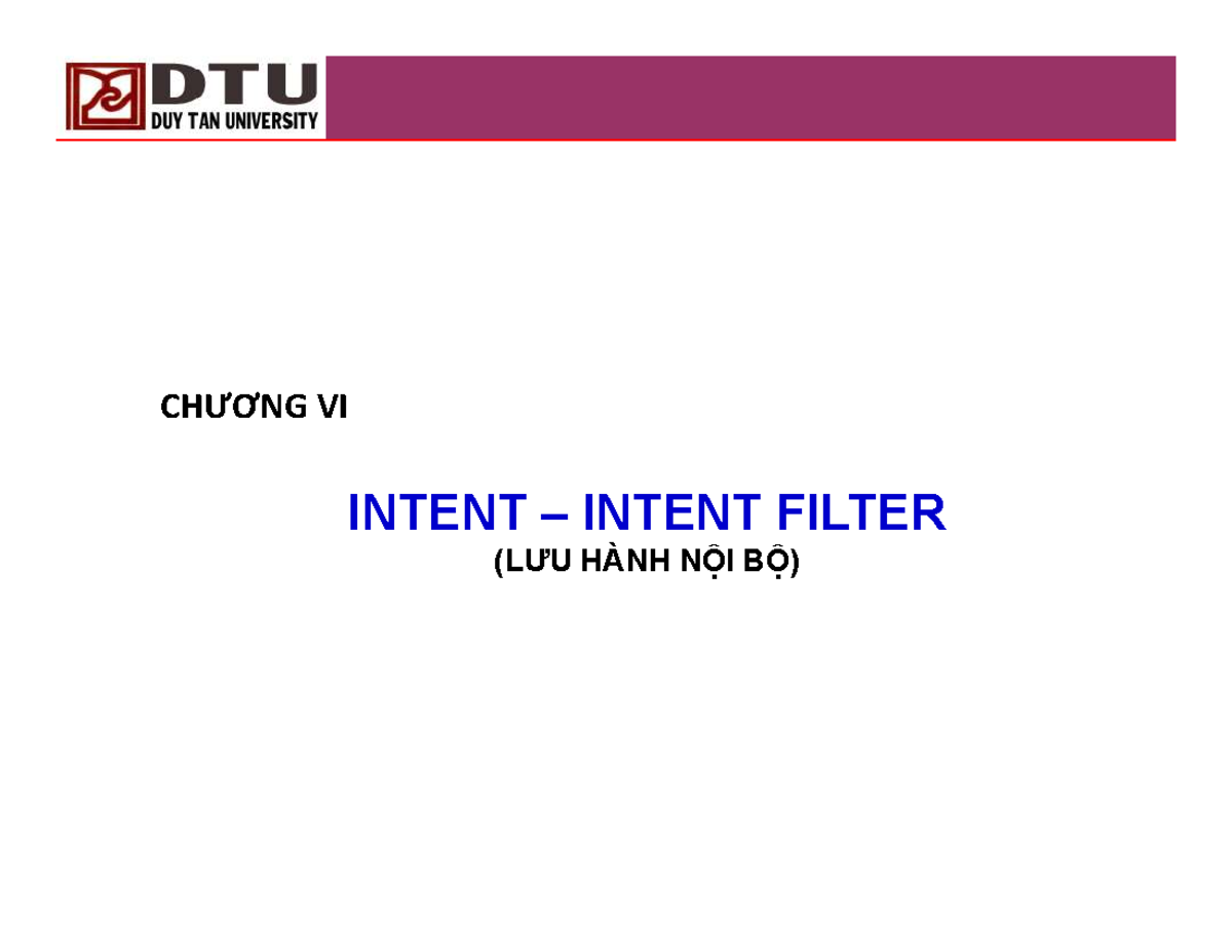 CR424-Chương 6 - Tìm hiểu về Intent trong Android - Studocu