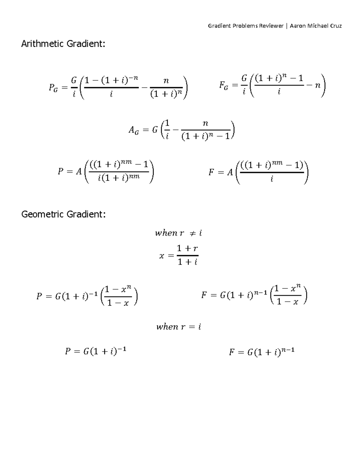 Gradient Problems in Finance: Arithmetic & Geometric Analysis - Studocu