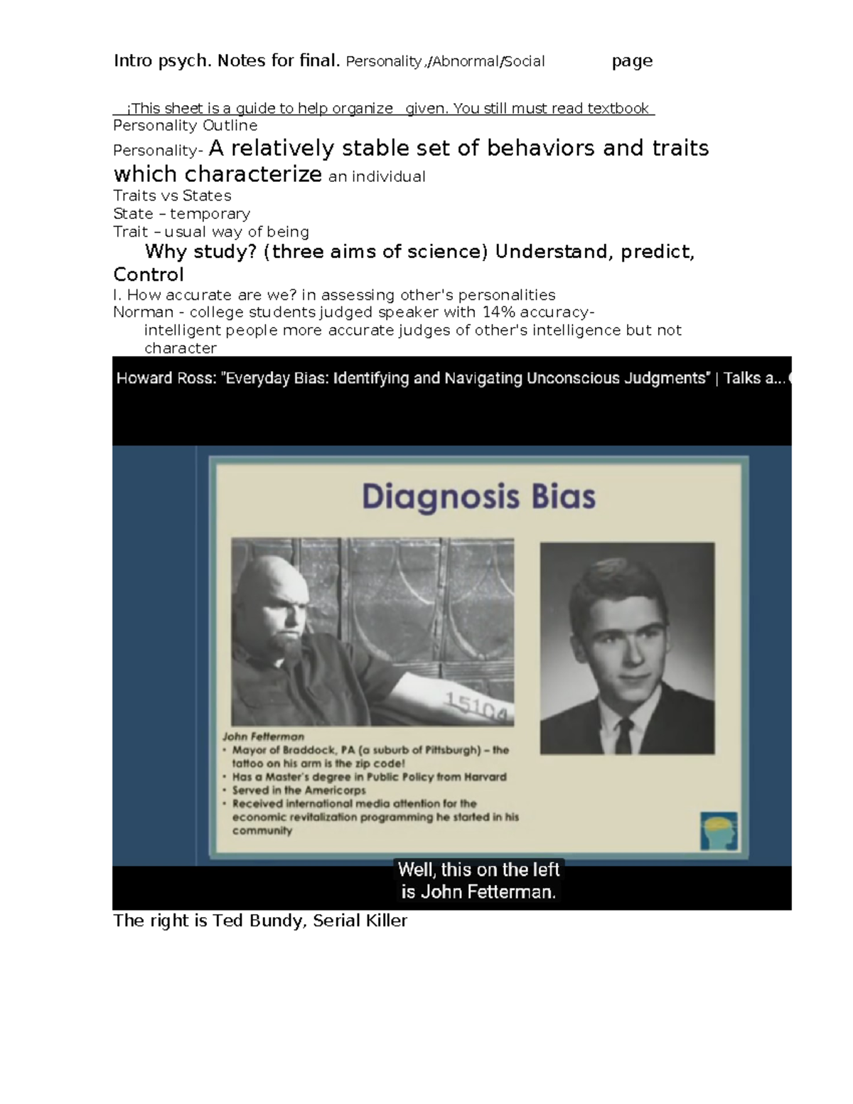 Abnormal Psychology: Personality Disorders & Stress Responses (Final ...