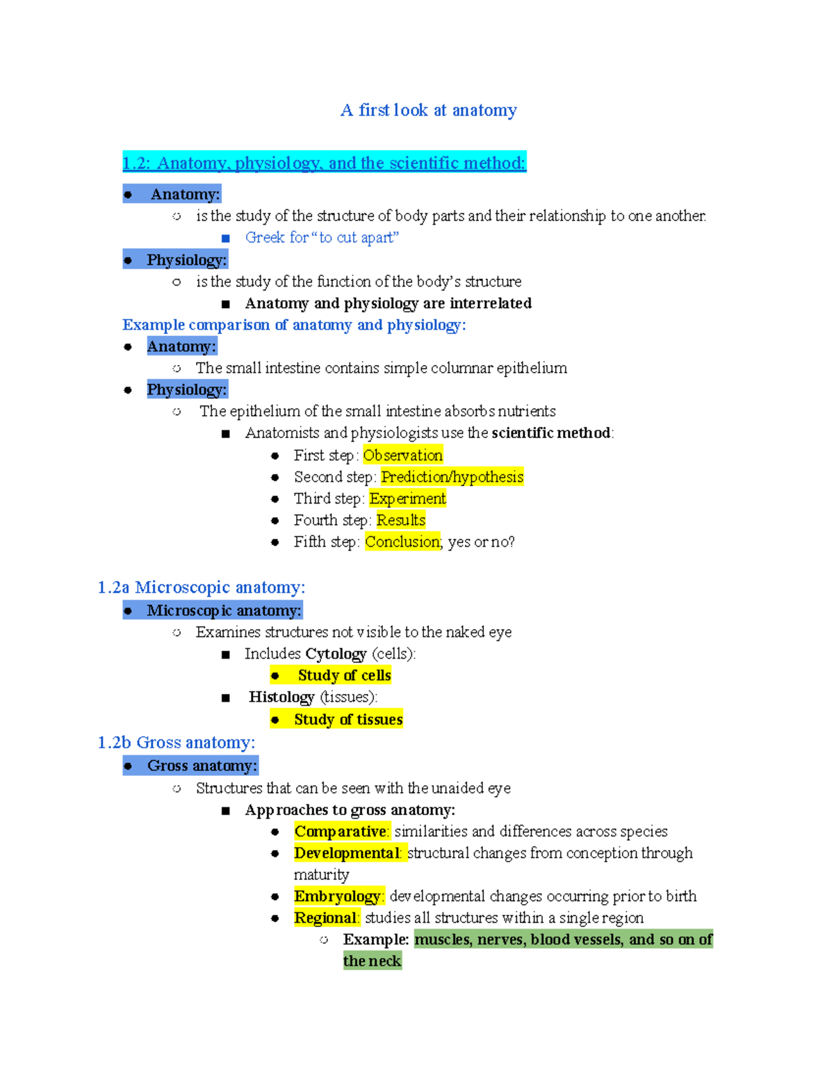 Anatomy and Physiology Overview: Key Concepts and Body Systems (Anat 32) - Studocu