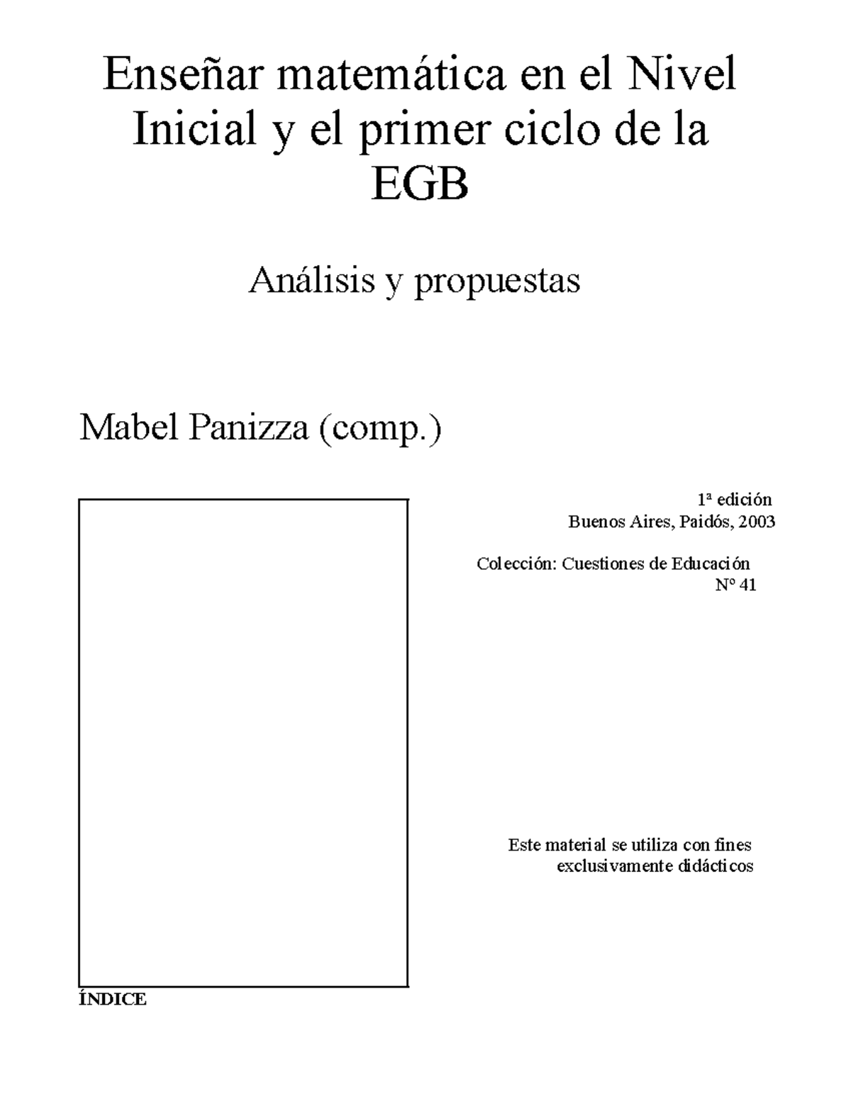 Conceptos Básicos de la Teoría de Situaciones Didácticas - M. Panizza ...