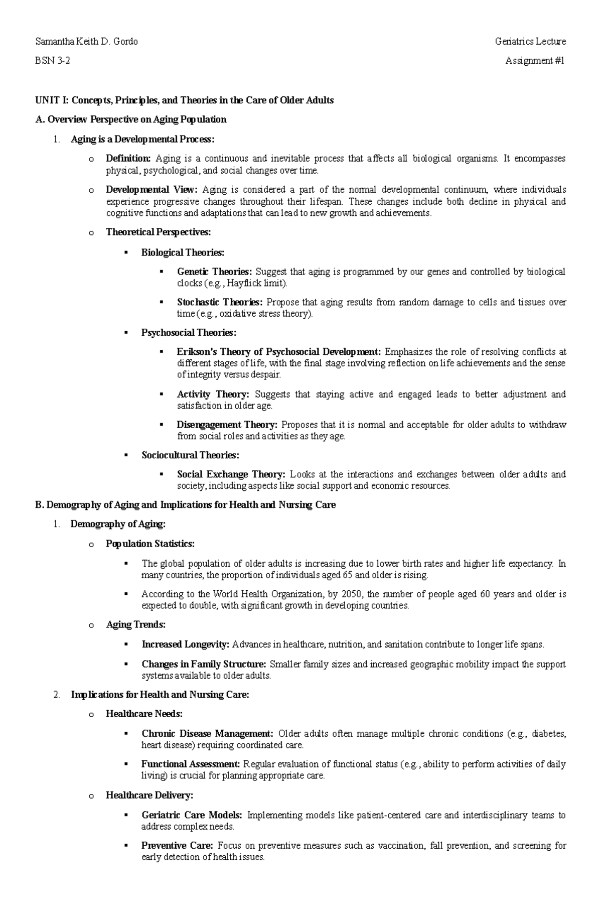Geriatrics Lecture - Samantha Keith D. Gordo Geriatrics Lecture BSN 3-2 ...