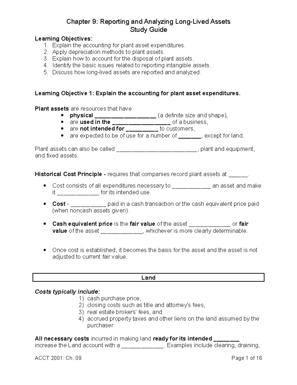 10e Chapter 9 Study Guide - Study Guide Learning Objectives: 1. Explain ...