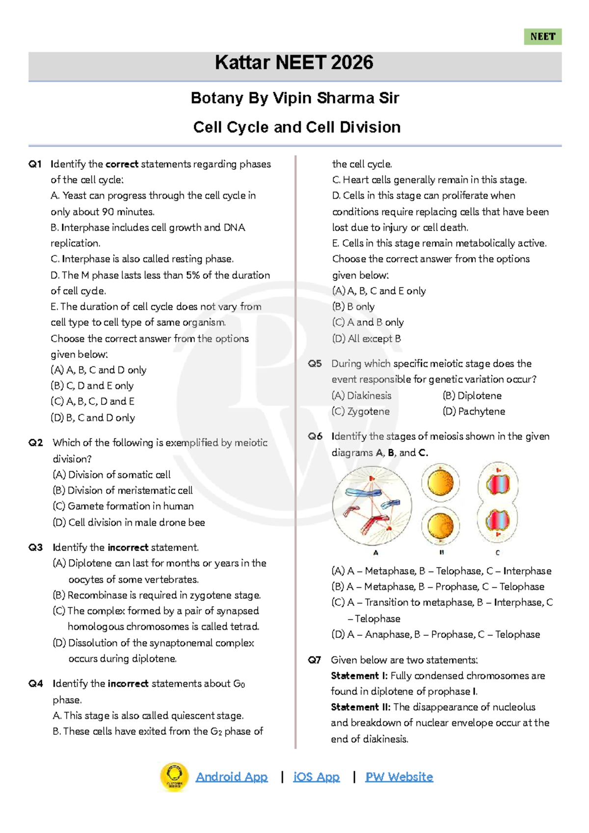 Cell Cycle and Cell Division Notes for NEET 2026 - Studocu