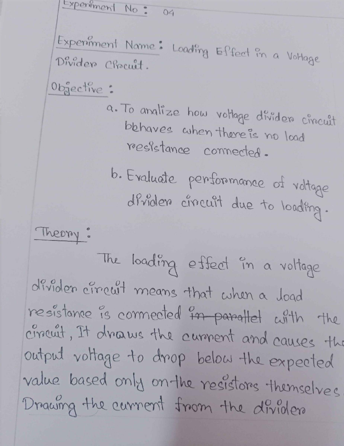 LAB 04 - Loading Effect in Voltage Divider Circuit Analysis - Studocu
