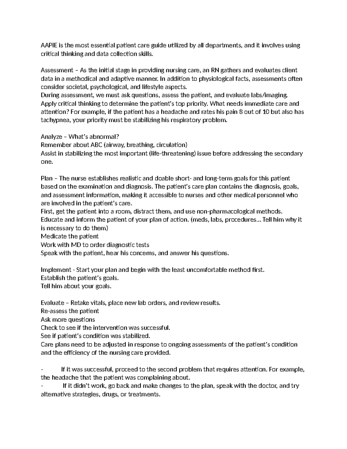 Week 2 - Quiz Prep on AAPIE Patient Care Guide Insights - Studocu