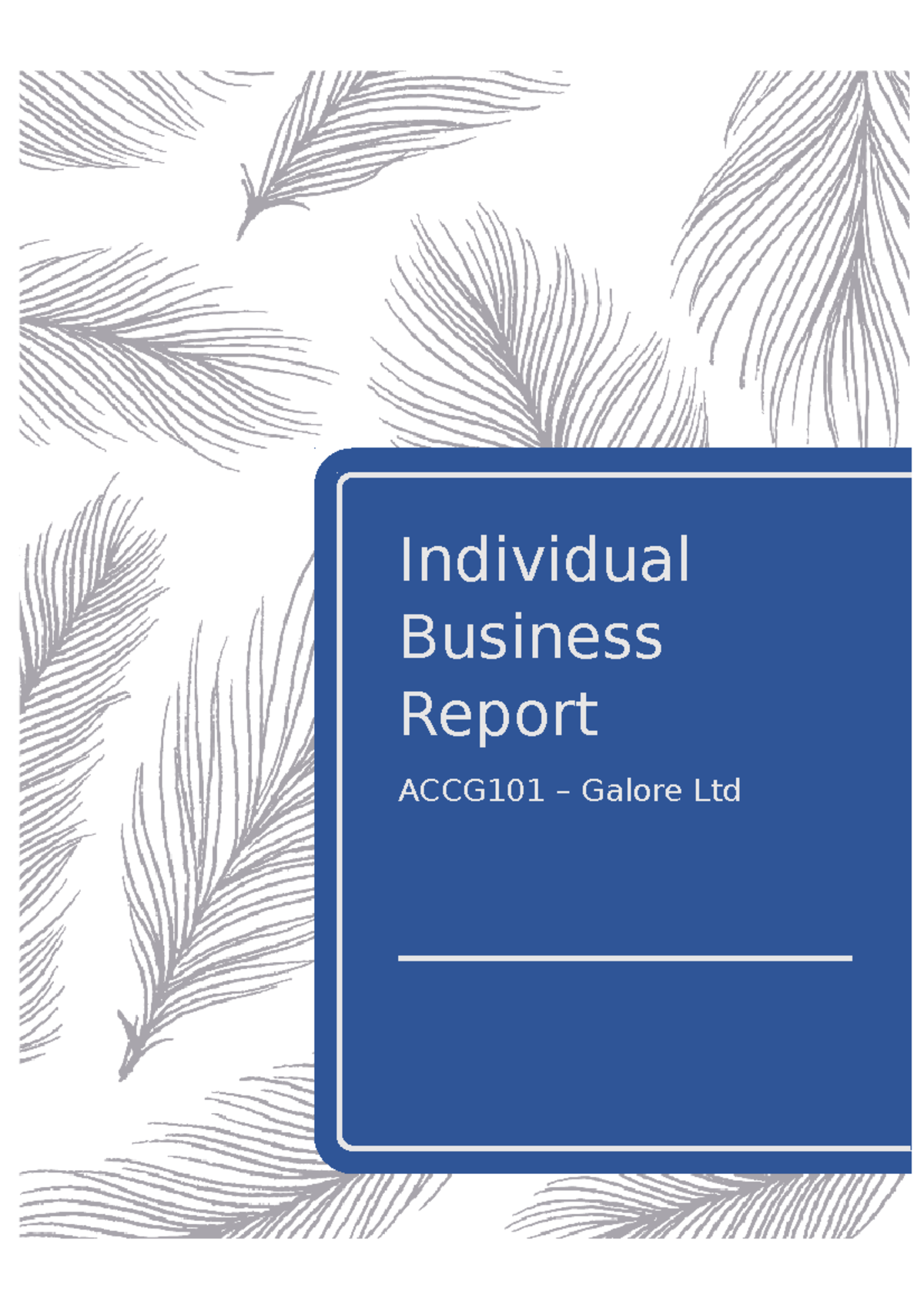 Individual Business Report - Individual Business Report ACCG101 ...
