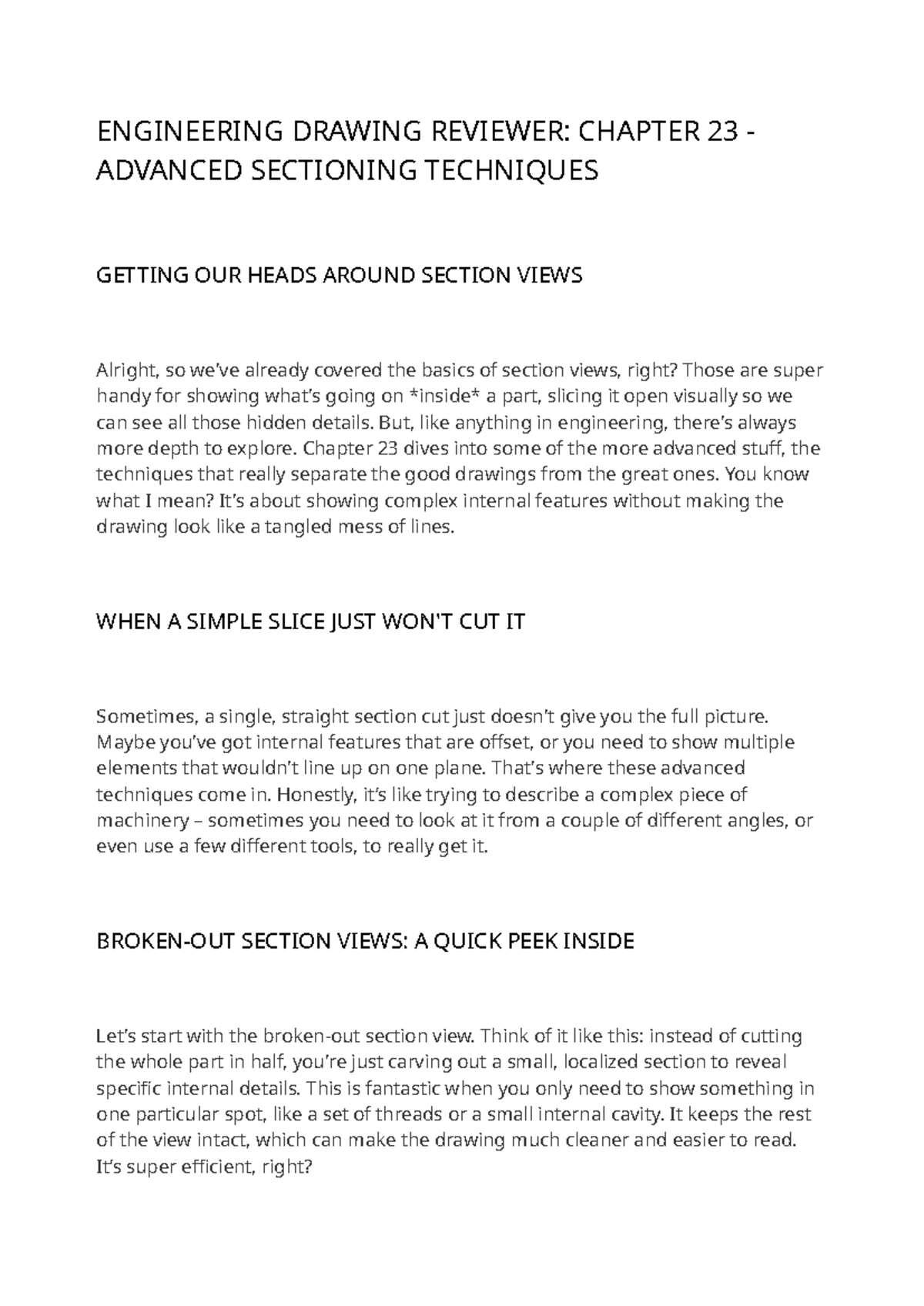 ENGR 101: Chapter 23 Review on Advanced Sectioning Techniques - Studocu