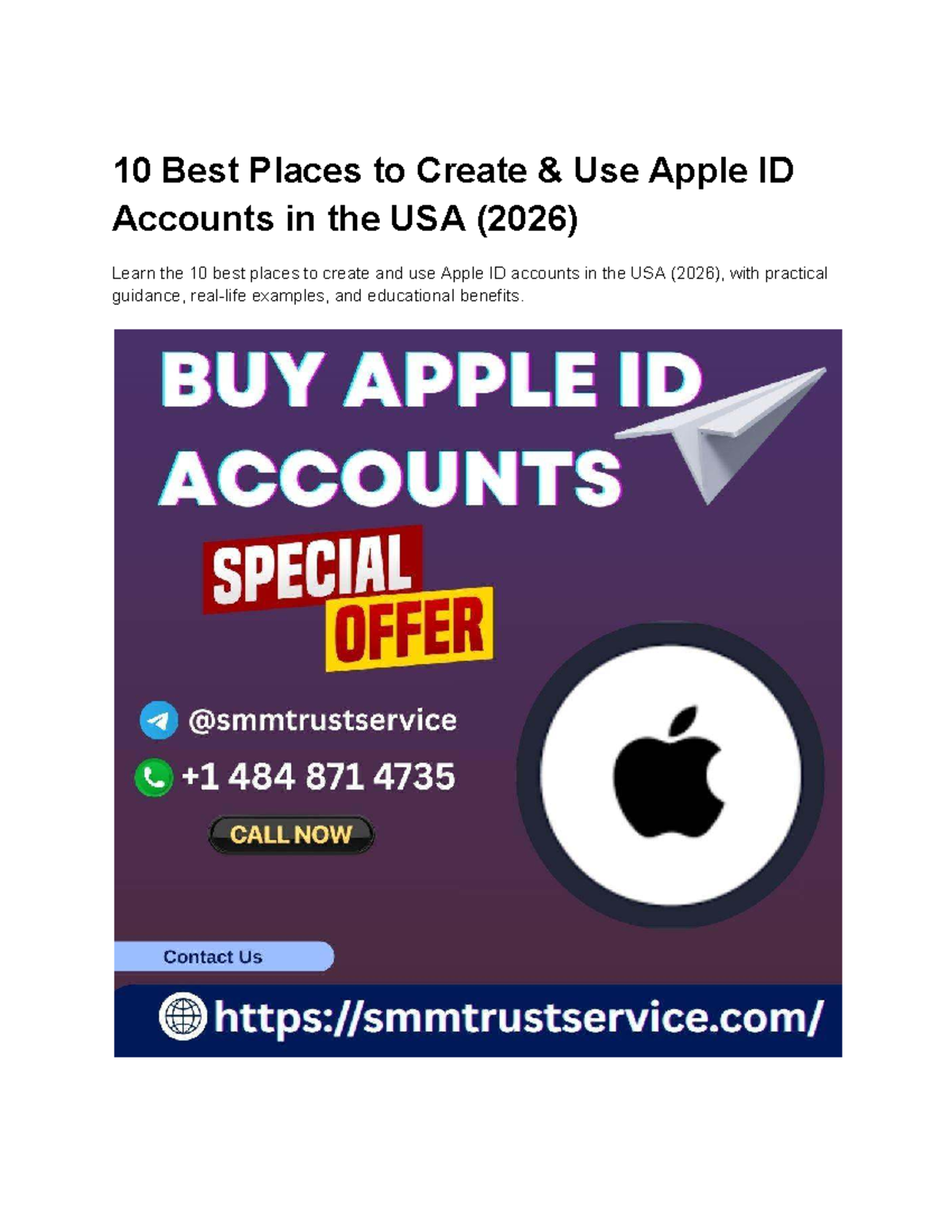 Creating Your Apple ID: Best Places in the USA (2026) - Studocu
