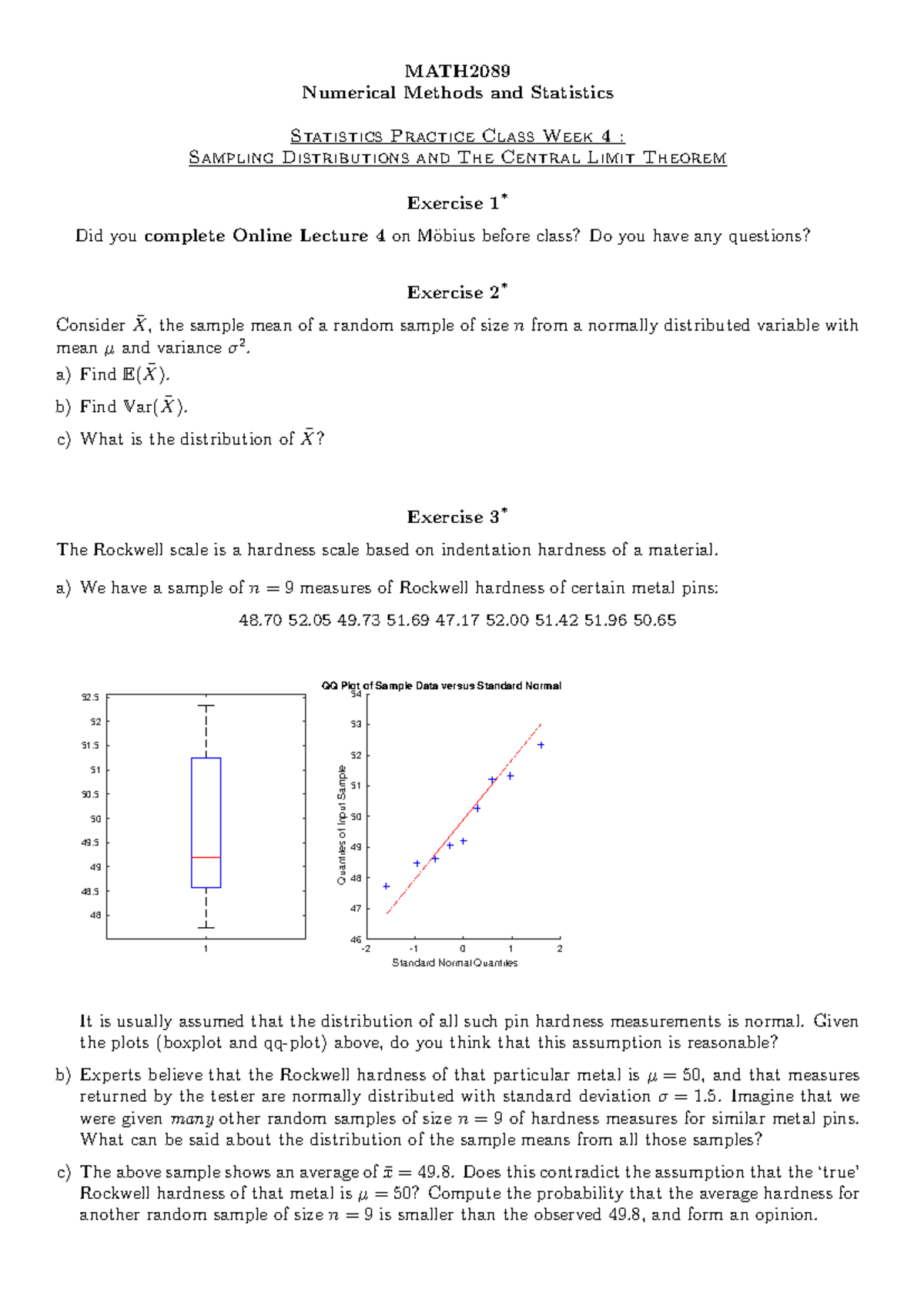 Exercises Week4 - MATH Numerical Methods and Statistics Statistics ...