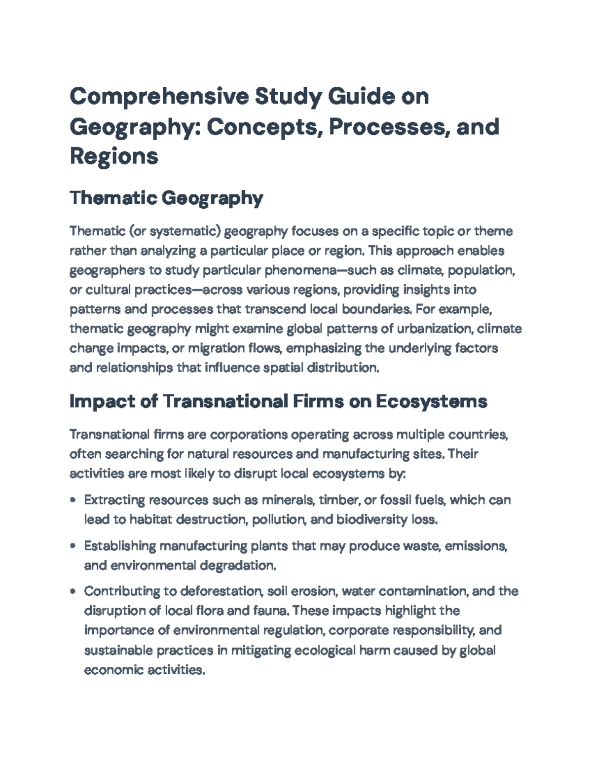 Comprehensive Geography Study Guide (GEOG 101): Concepts & Processes ...