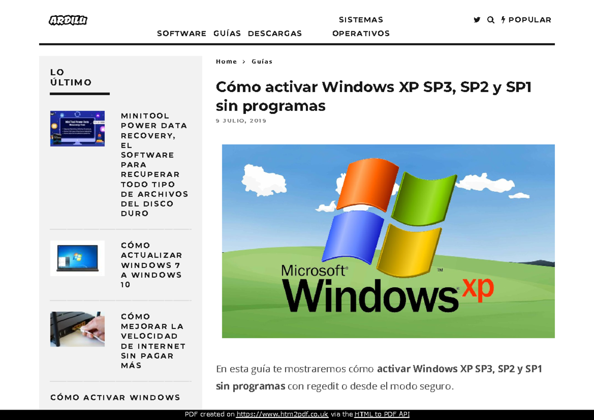 Guía para Activar Windows XP SP3, SP2 y SP1 sin Programas - Studocu