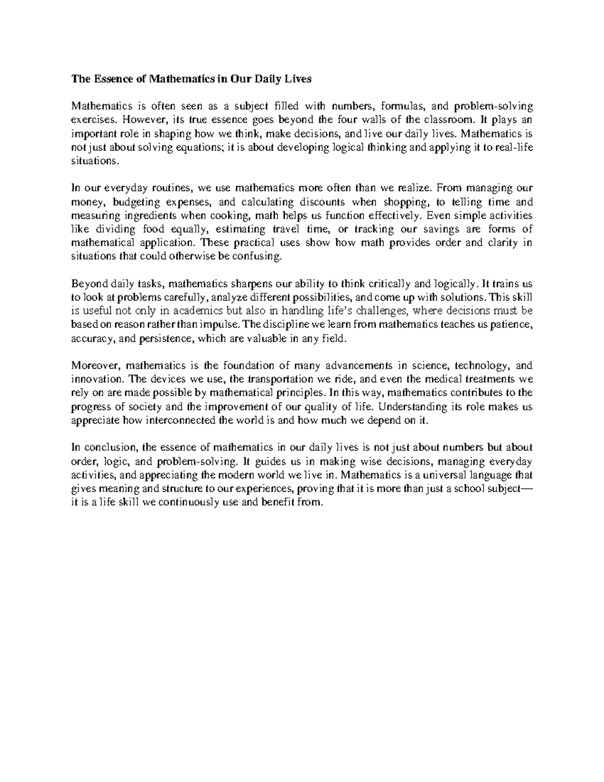 The Role of Mathematics in Everyday Life: A Comprehensive Overview ...