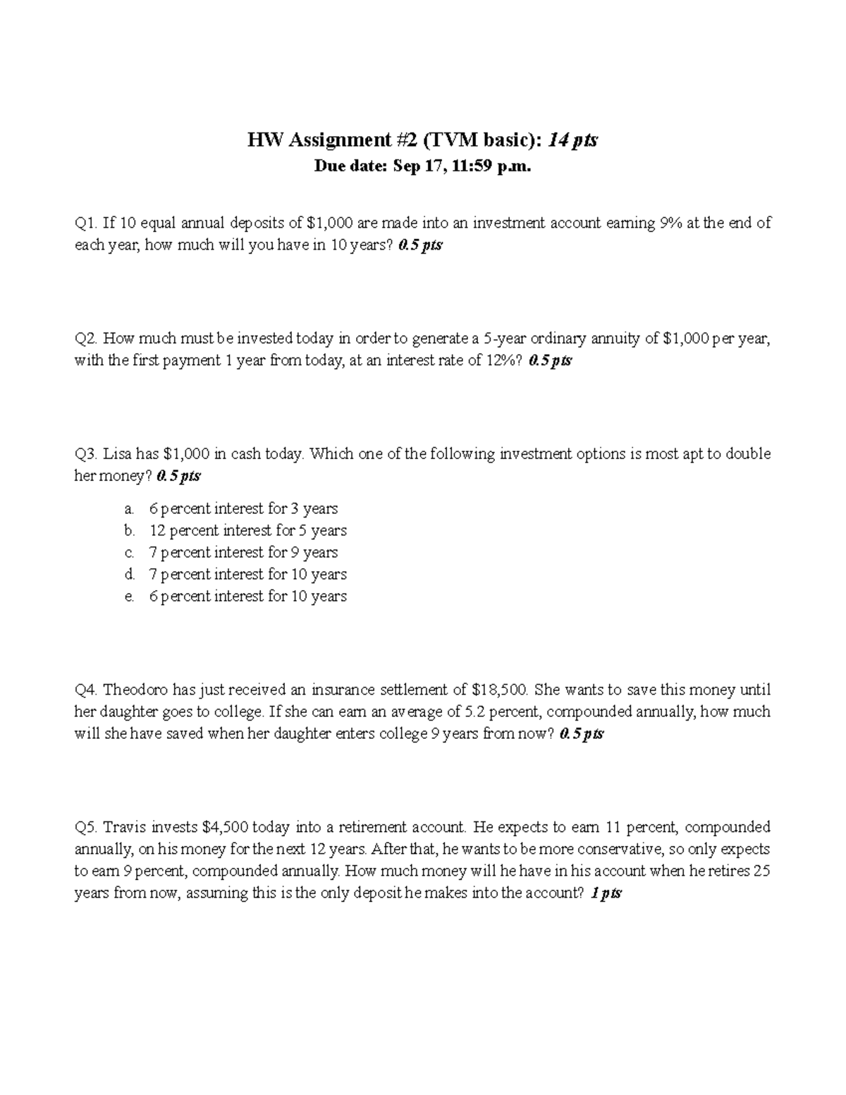 HW Assignment #2 (TVM Basics): Key Questions & Solutions - Studocu