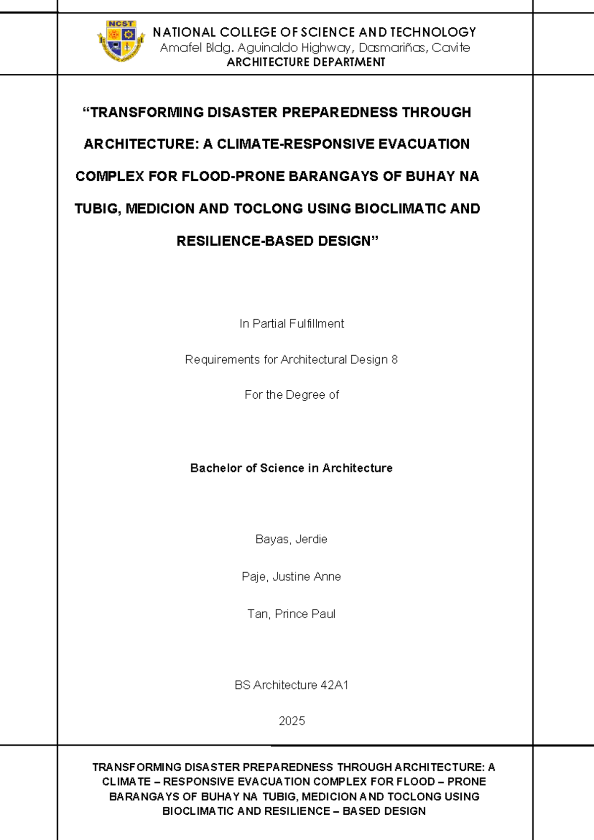 AD 8: Disaster Preparedness through Architecture - Evacuation Complex ...