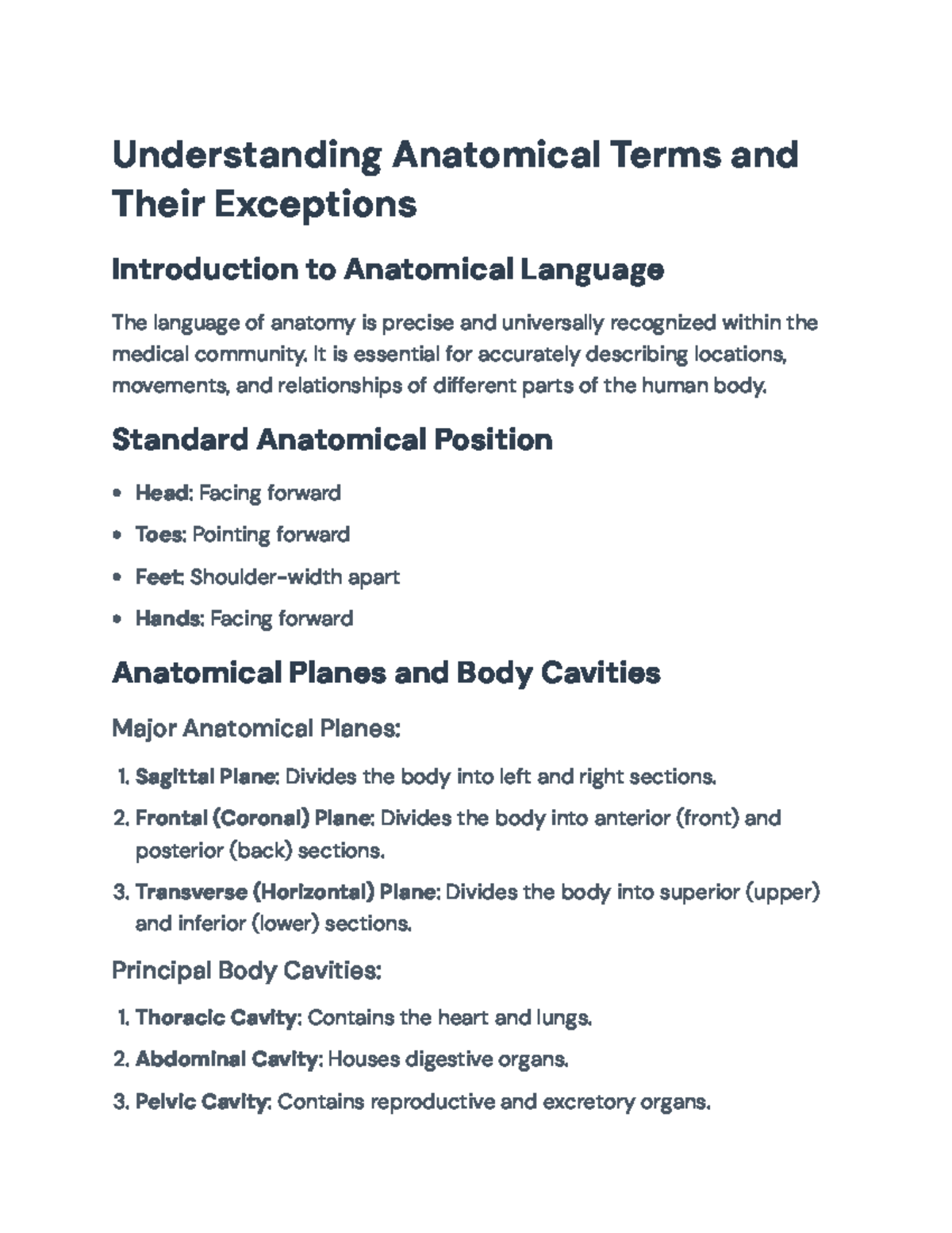Understanding Anatomical Terms: A Study on Language and Exceptions ...