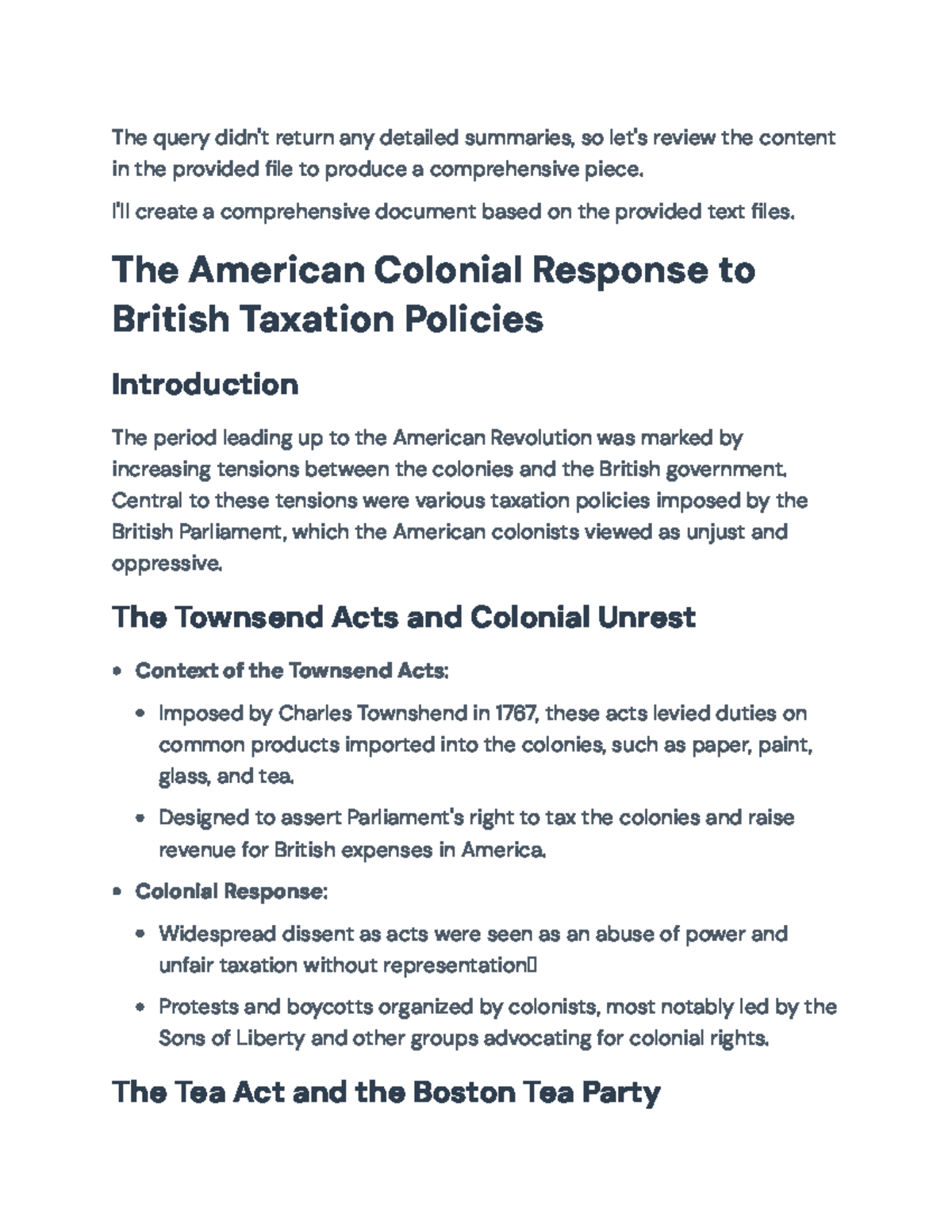 The American Colonial Response to British Taxation (HIST 101) - The ...