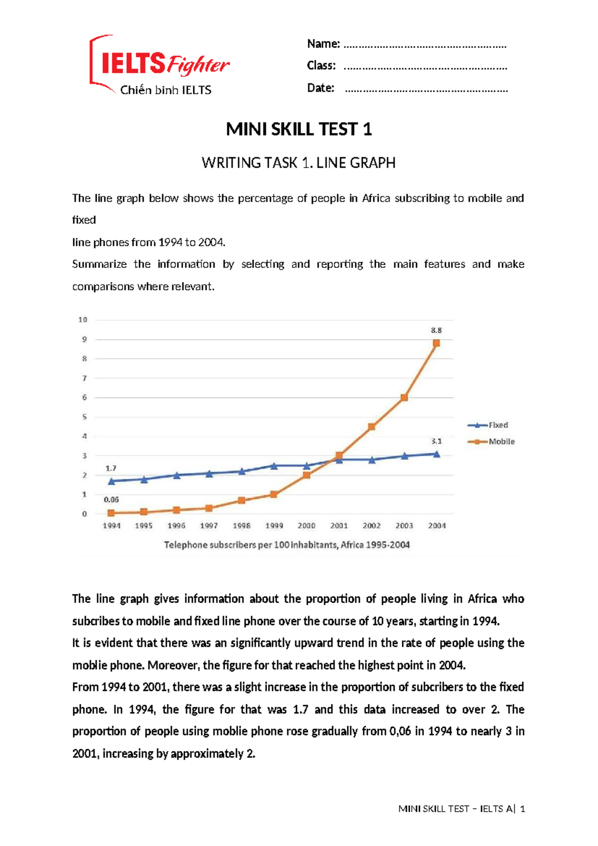 MINI Skill TEST 1 - Detailed Answers for Line Graph Task - Studocu