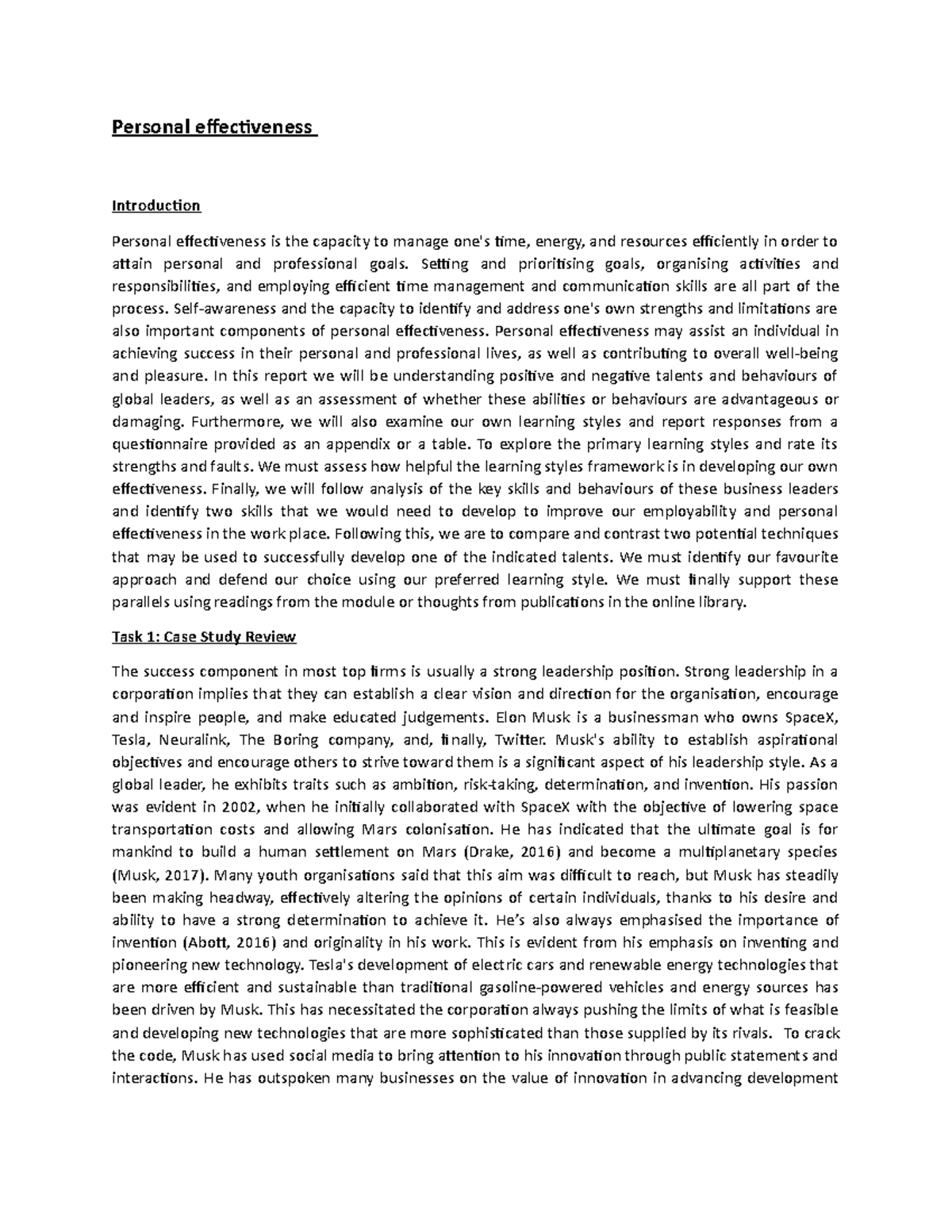 Personal effectiveness final - Personal effectiveness Introduction ...