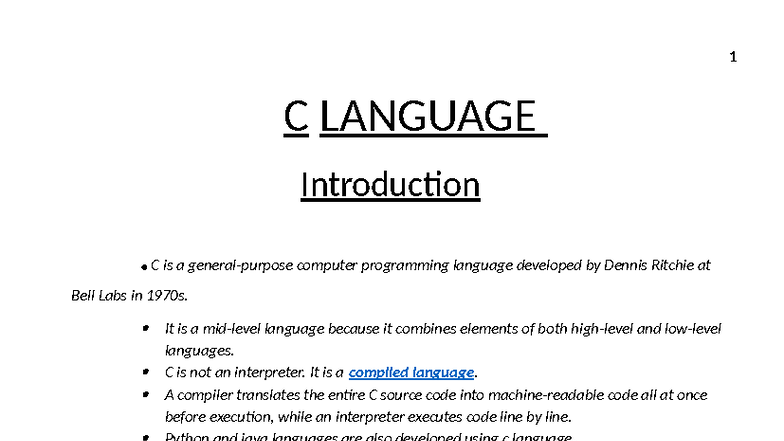 Seminar on C Language Fundamentals and Data Types - Studocu