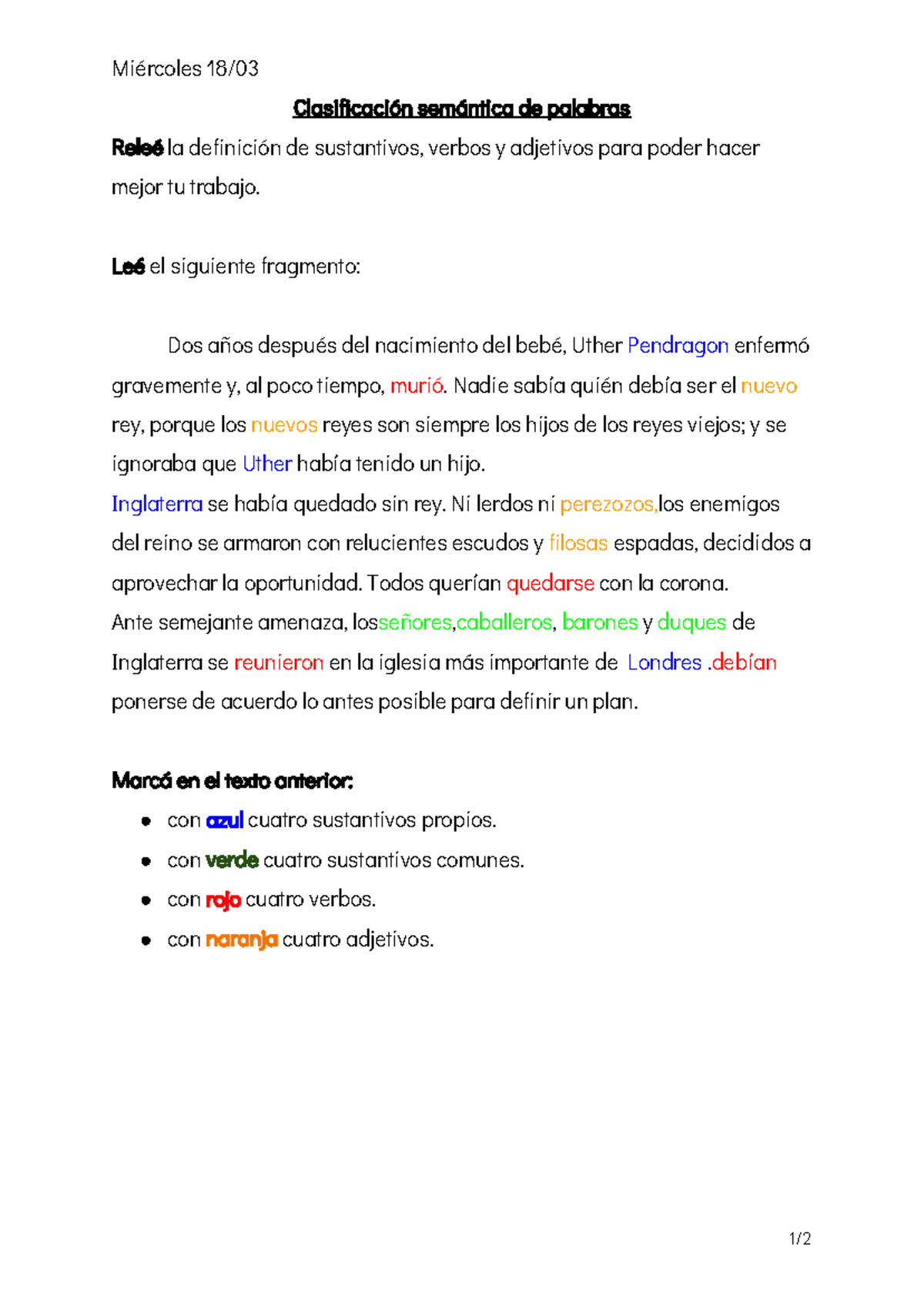 Clasificación Semántica de Palabras: Sustantivos, Verbos y Adjetivos ...