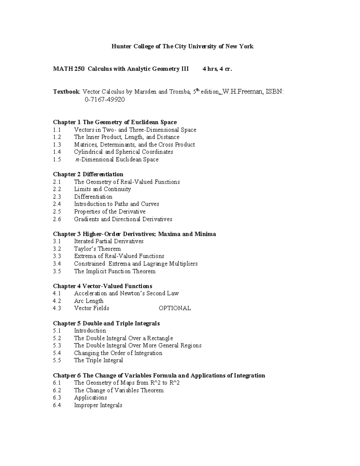 MATH 250 Syllabus: Calculus with Analytic Geometry Overview - Studocu