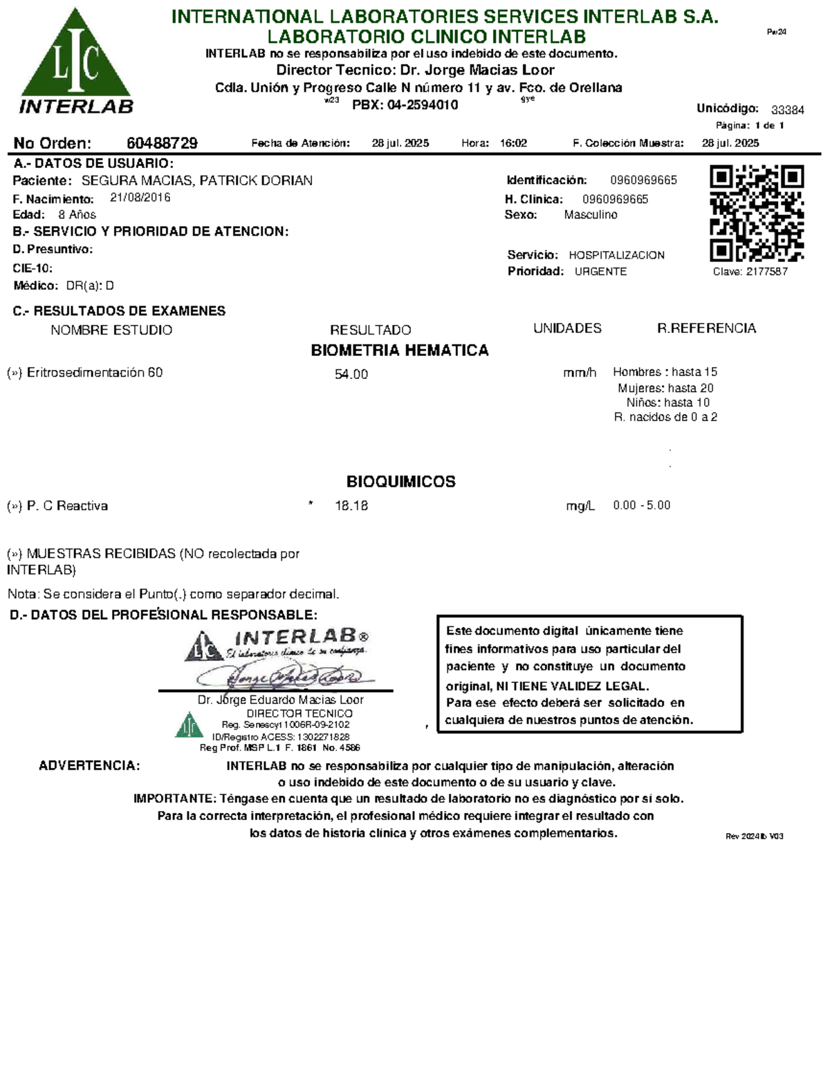 Informe de Resultados de Laboratorio - INTERLAB Pw24 - Studocu