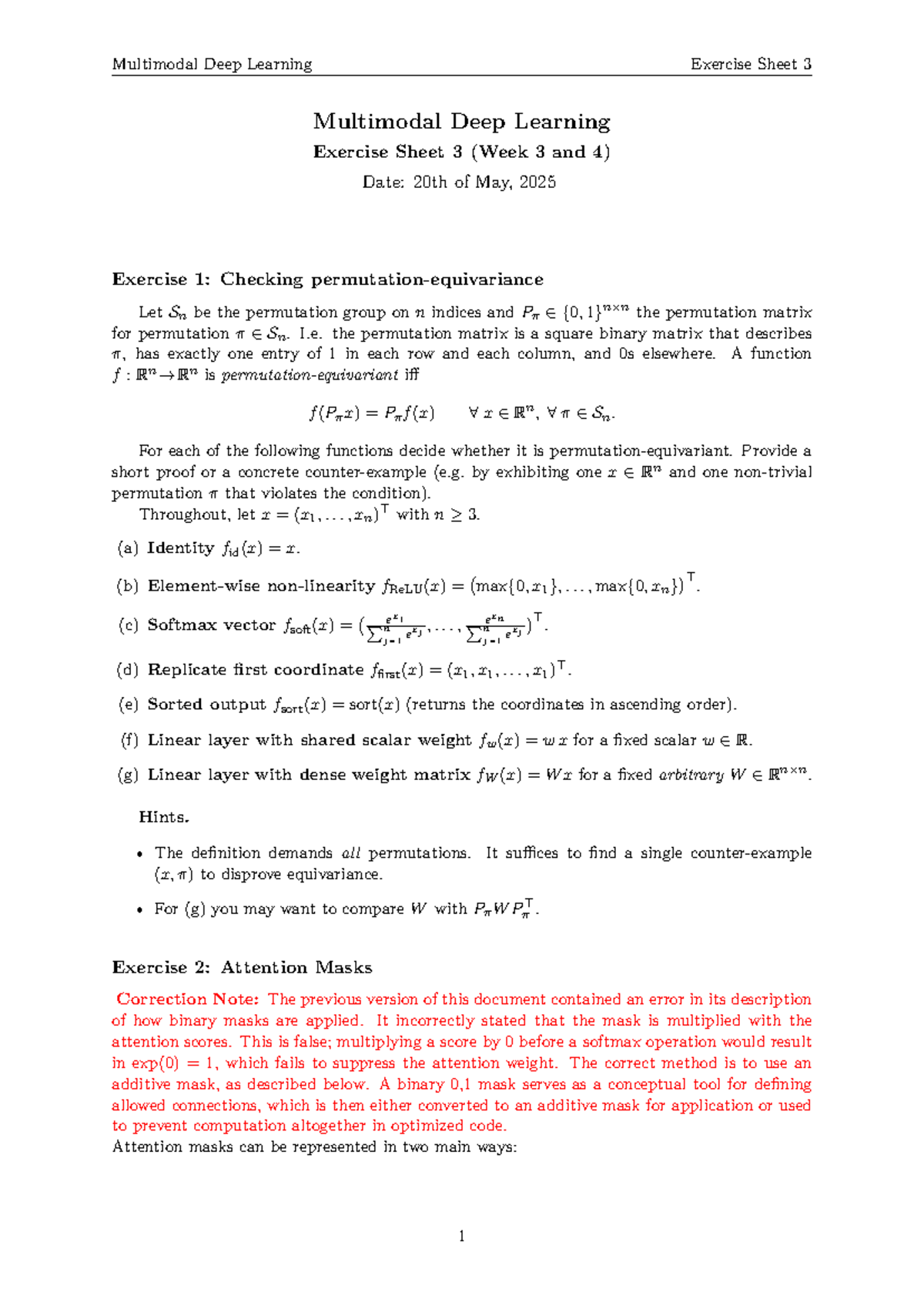 Multimodal Deep Learning Exercise Sheet 3 (Week 3-4) - Studocu