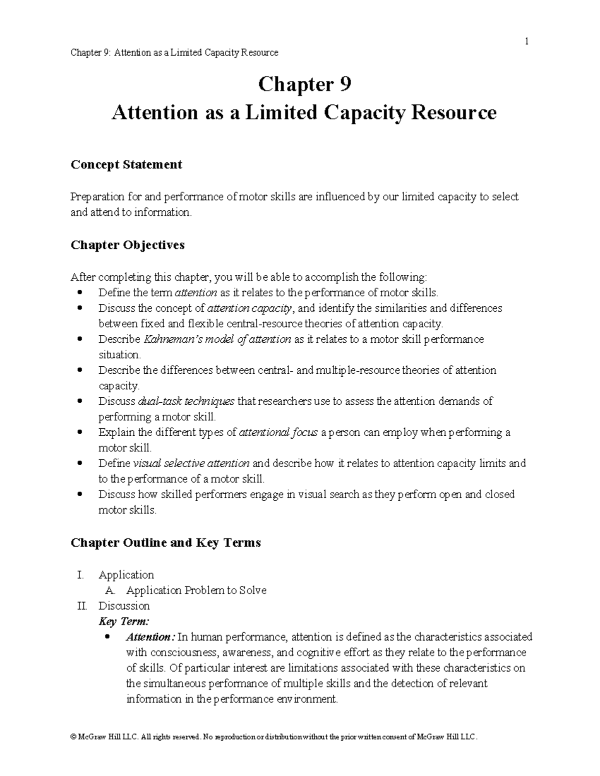 Ch. 9 Outline and Key Notes - 1 Chapter 9: Attention as a Limited ...