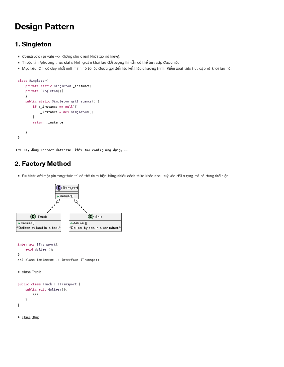 Design Patterns Overview: Singleton, Factory, and Builder Methods - Studocu