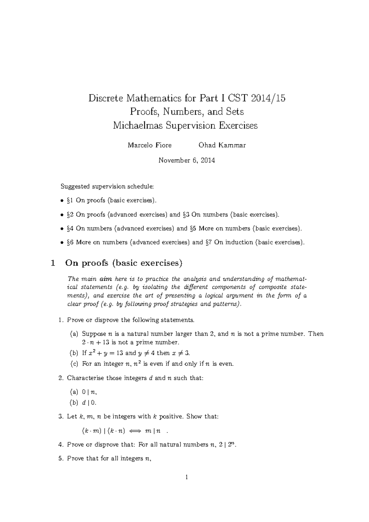 Disc Math Proofs Numbers Sets Mic Sup Exs - Discrete Mathematics for ...