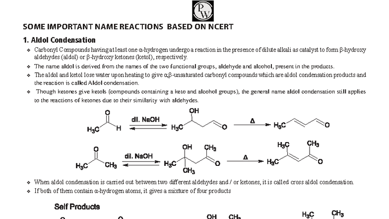 Important Name Reactions in Organic Chemistry (PW) - Studocu