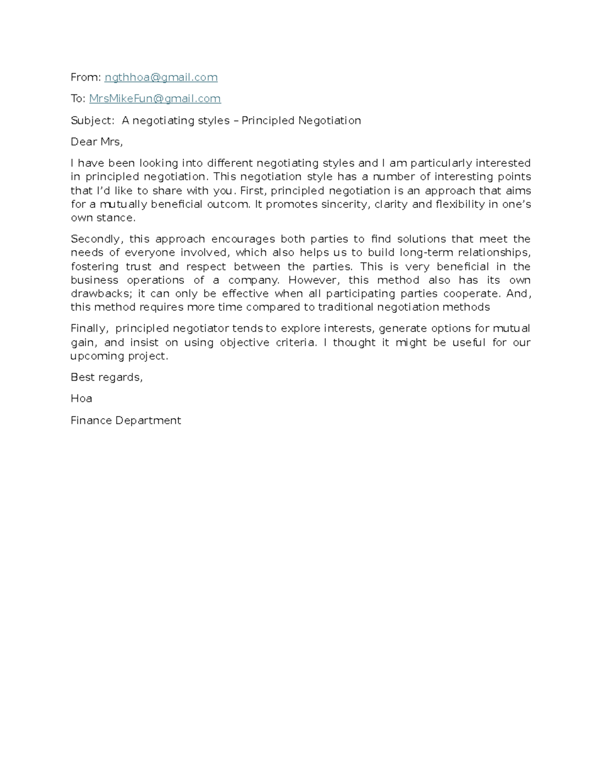 Unit 4 - English: Exploring principled negotiation styles - Studocu