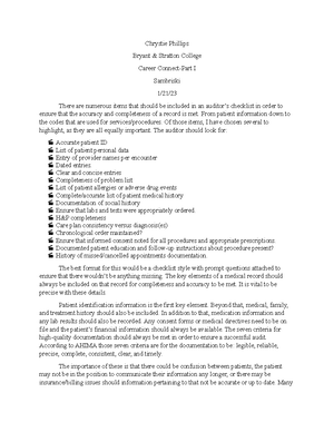 [Solved] Brief overview of the importance of complete health records ...