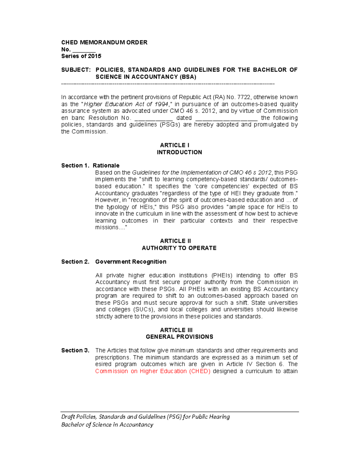 Picpa BSA - Draft Policies, Standards and Guidelines (PSG) for Public ...