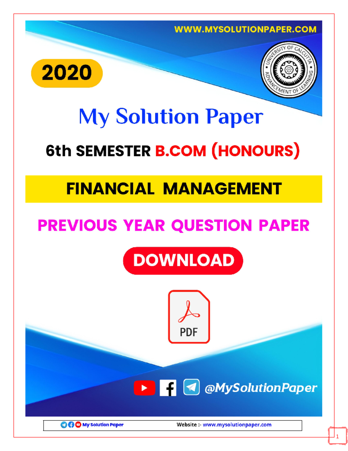 B.COM (H) 6th SEM Financial Management 2020 Previous Year Ques Paper ...