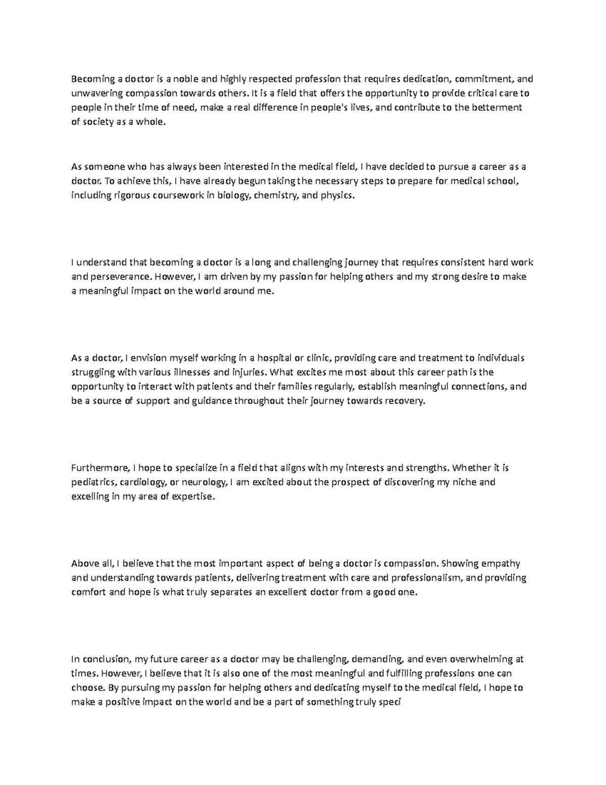 An future career - normal - Becoming a doctor is a noble and highly ...